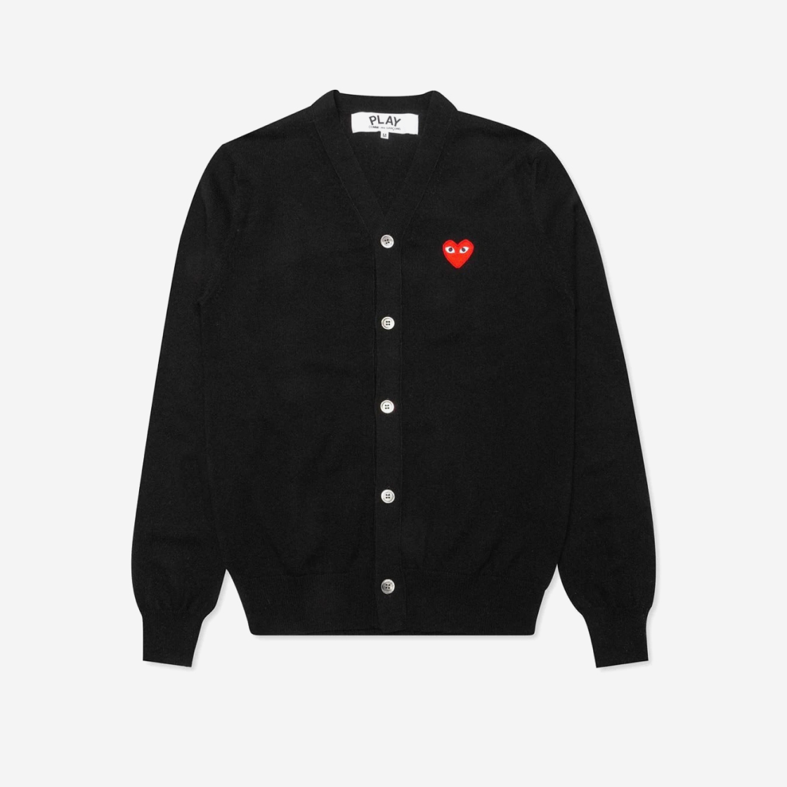 플레이 꼼데가르송 레드 하트 니트 가디건 블랙 Play Comme Des Garcons Kream
