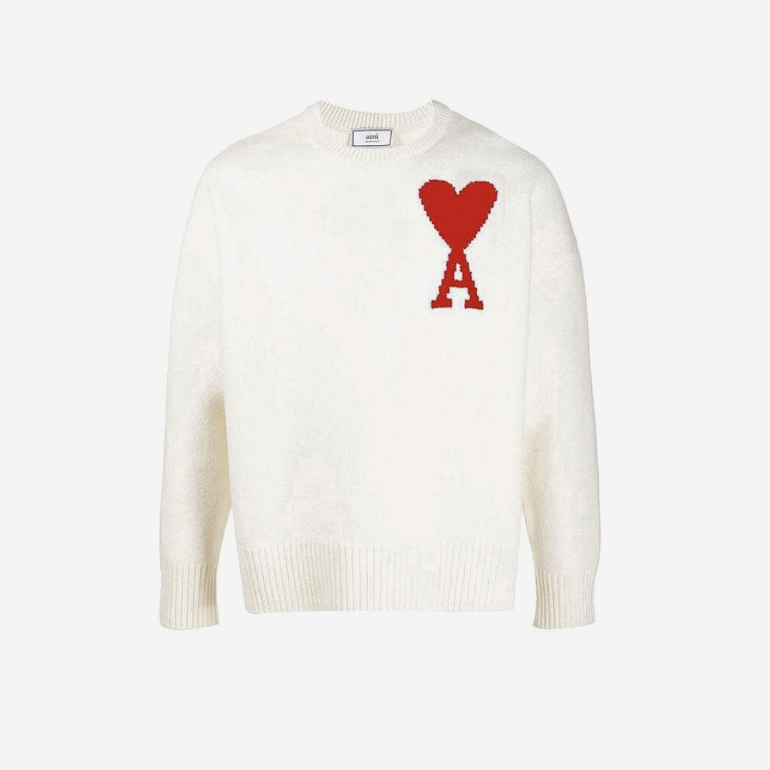 아미 빅 하트 로고 오버사이즈 인타르시아 스웨터 오프 화이트 - 20FW | AMI | KREAM