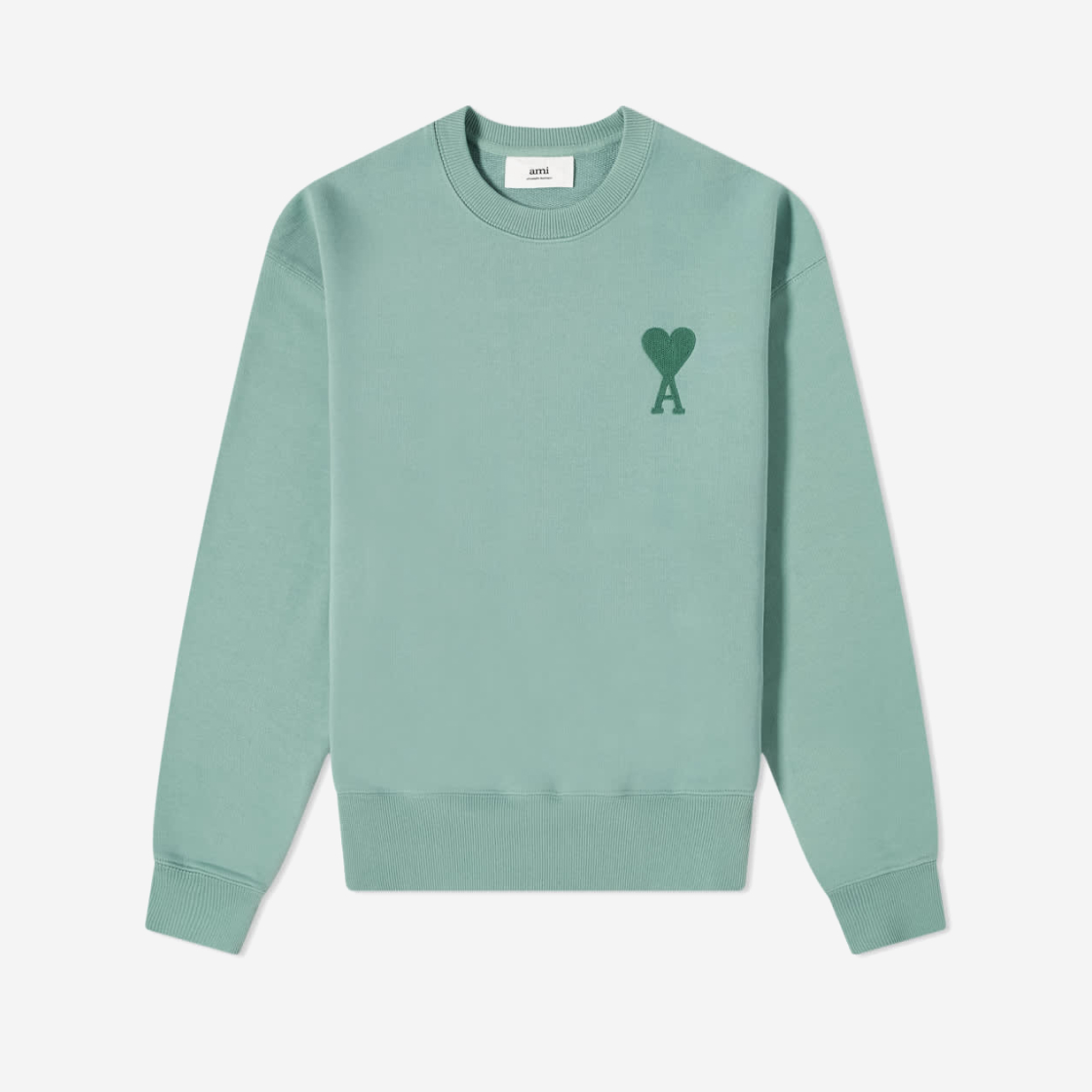 (W) 아미 톤온톤 하트 로고 스웨트셔츠 그린 아쿠아 - 21SS | AMI | KREAM
