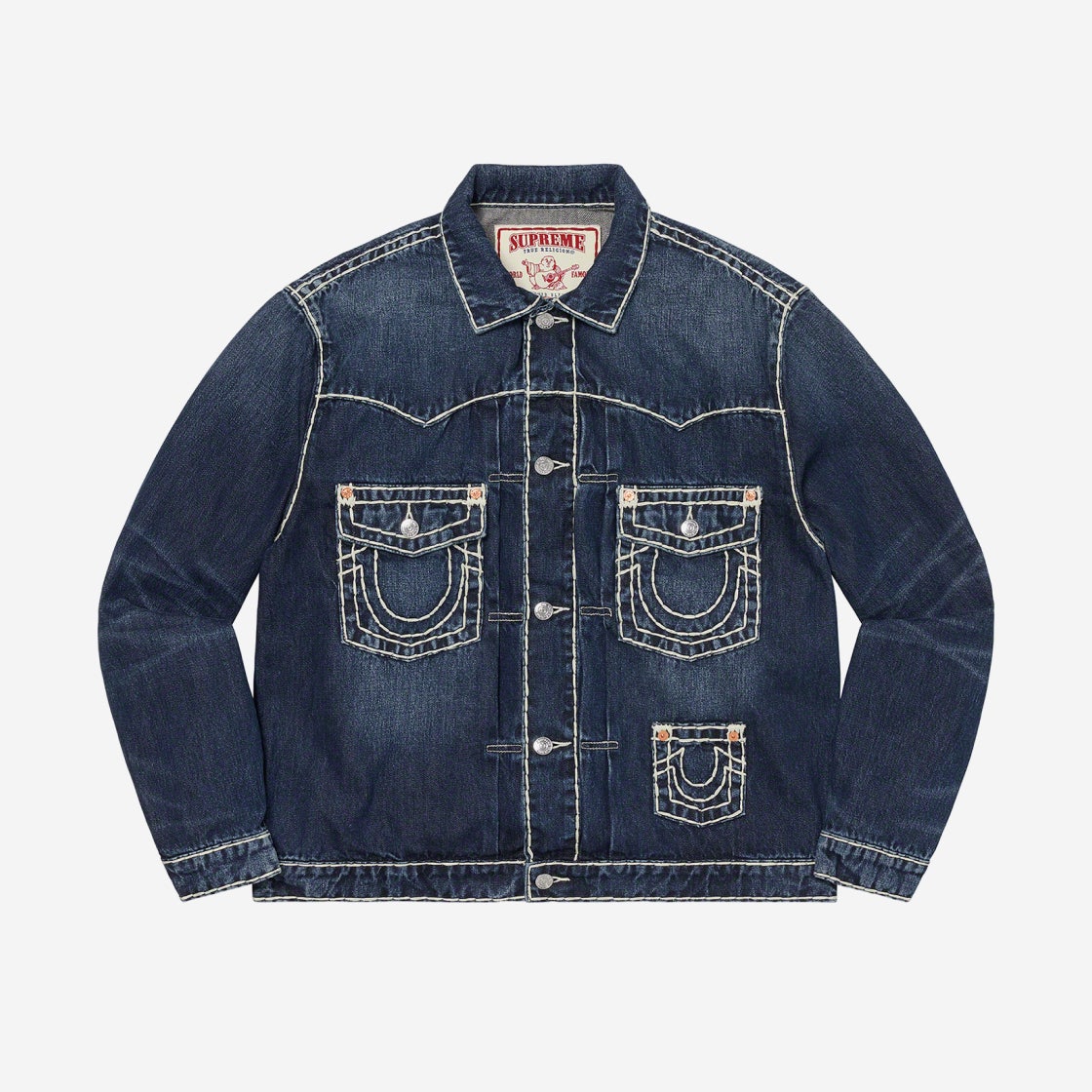 슈프림 x 트루 릴리전 데님 트러커 자켓 워시드 블루 - 21FW | Supreme | KREAM