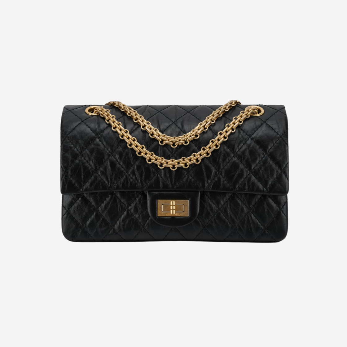 샤넬 2.55 미디움 플랩백 빈티지 카프스킨 & 골드 메탈 블랙 | Chanel | KREAM