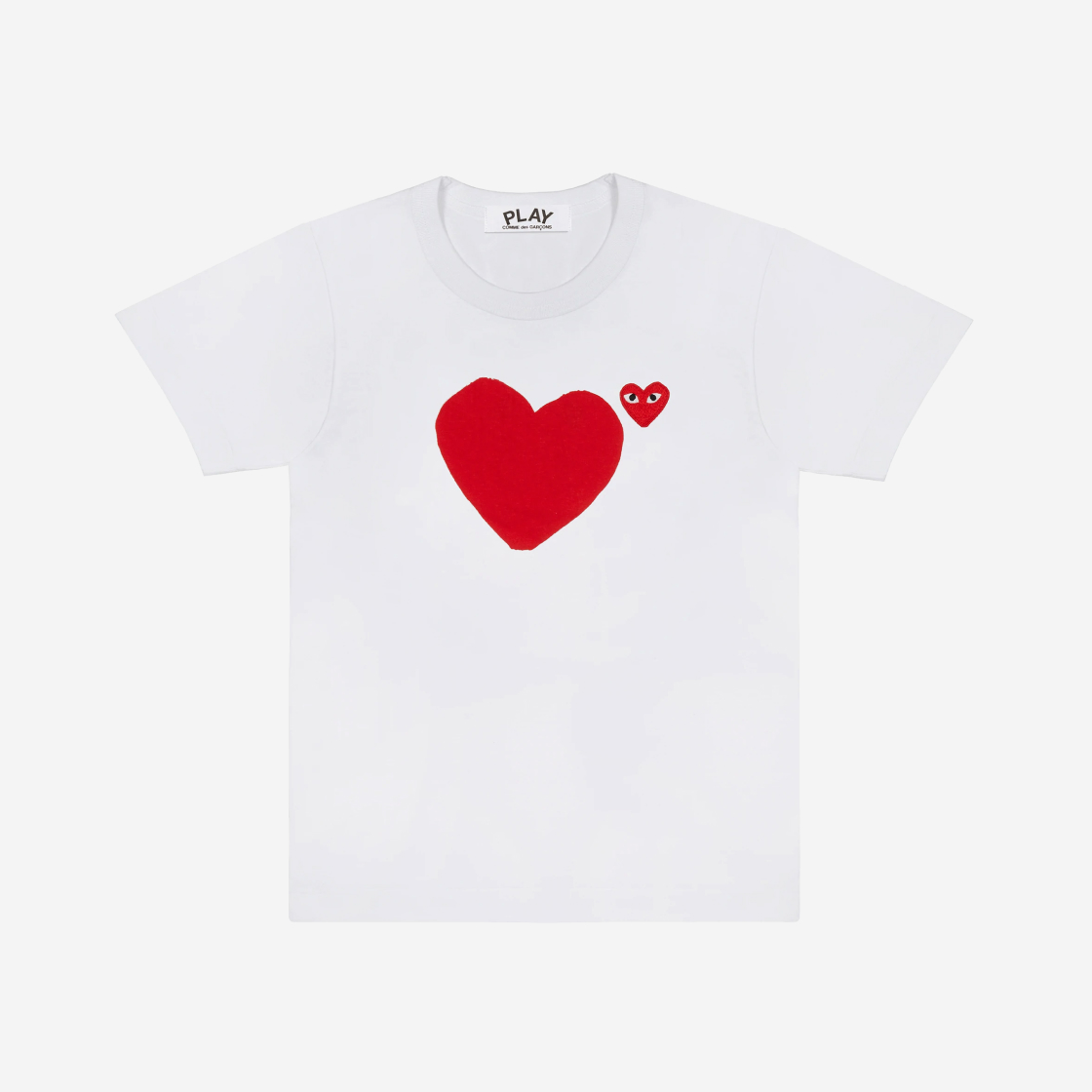 플레이 꼼데가르송 레드 더블 하트 티셔츠 화이트 Play Comme Des Garcons Kream