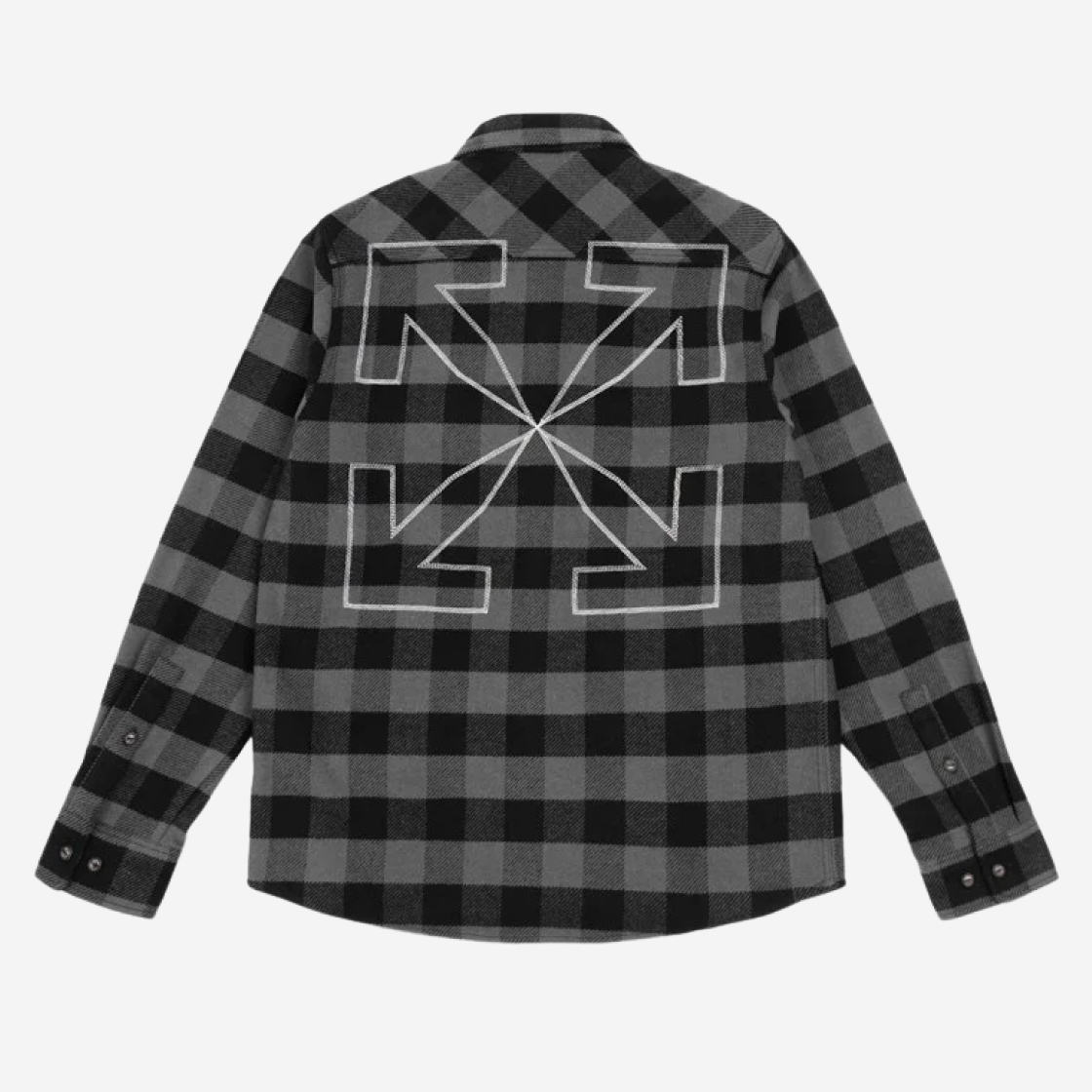 오프화이트 애로우 플란넬 셔츠 블랙 그레이 | Off-White | KREAM
