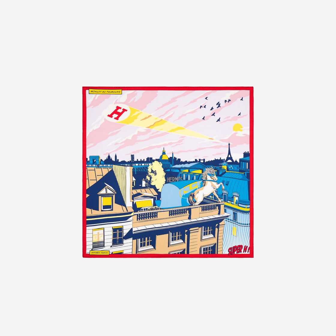 (W) 에르메스 미뉴엣 오 포부르 스카프 70 루즈 로즈 블루 | Hermes | KREAM