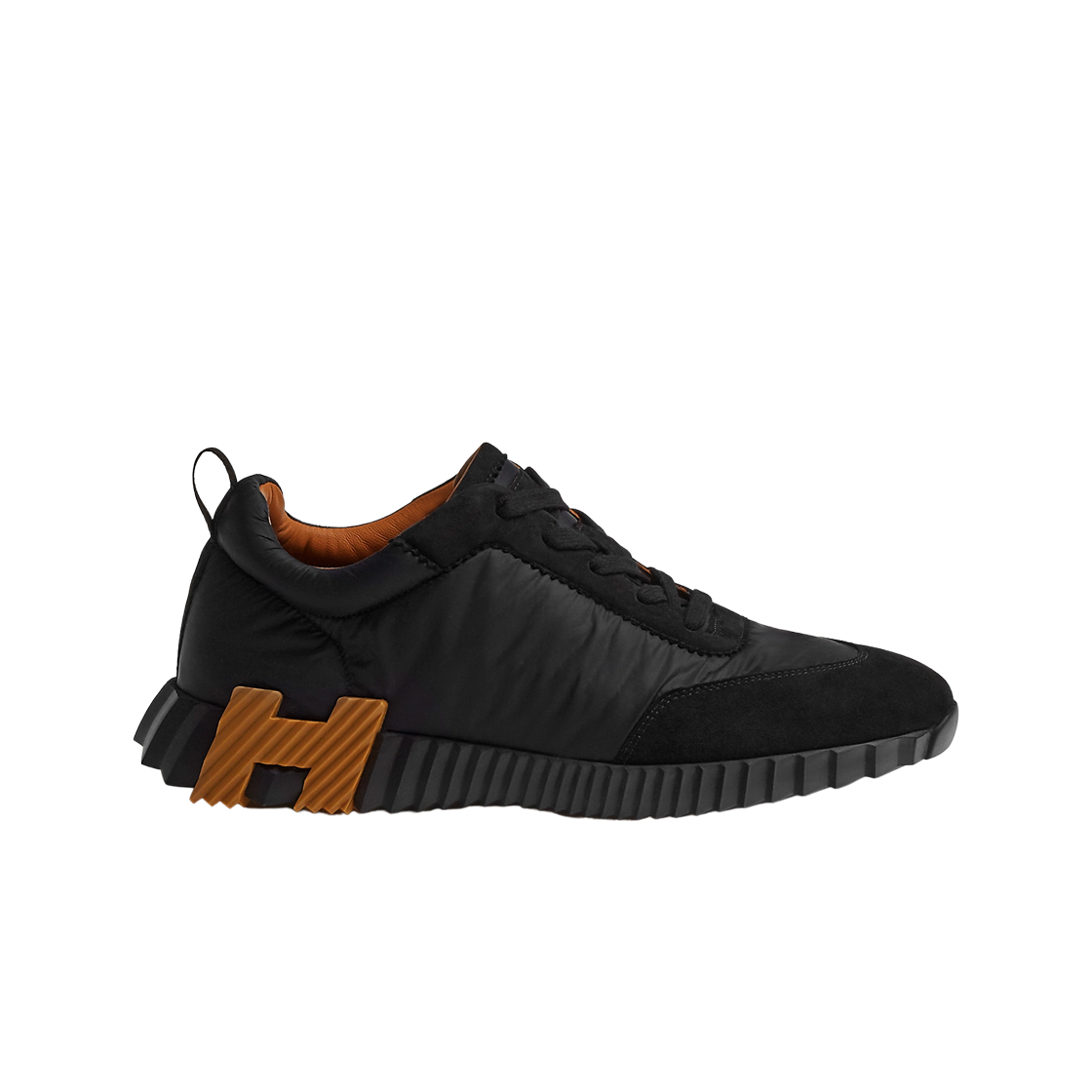 에르메스 바운싱 스니커즈 파라슈트 패브릭 스웨이드 고트스킨 & 누아 H 미엘 | Hermes | KREAM