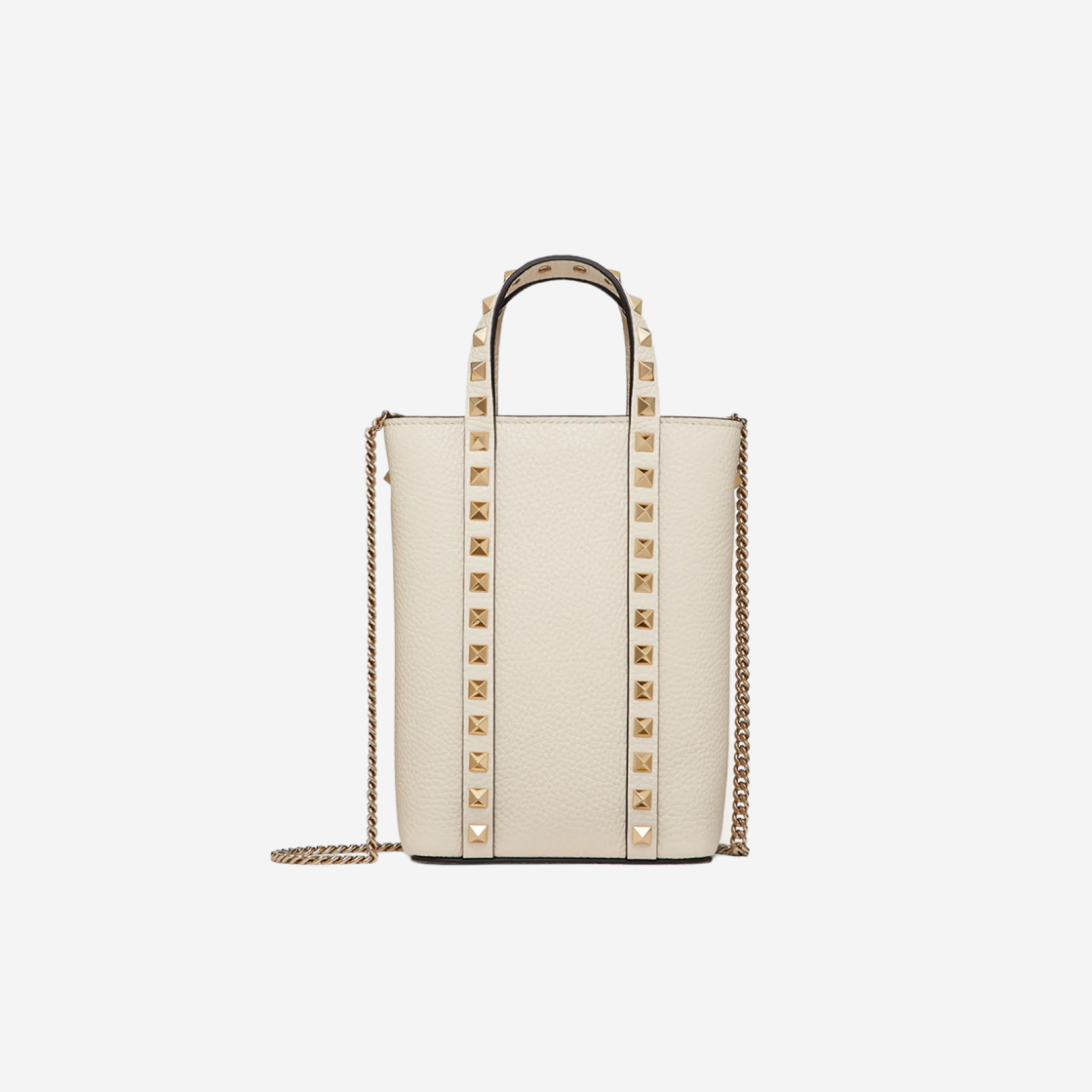 발렌티노 락스터드 그레이니 카프스킨 레더 체인 파우치 라이트 아이보리 | Valentino | KREAM