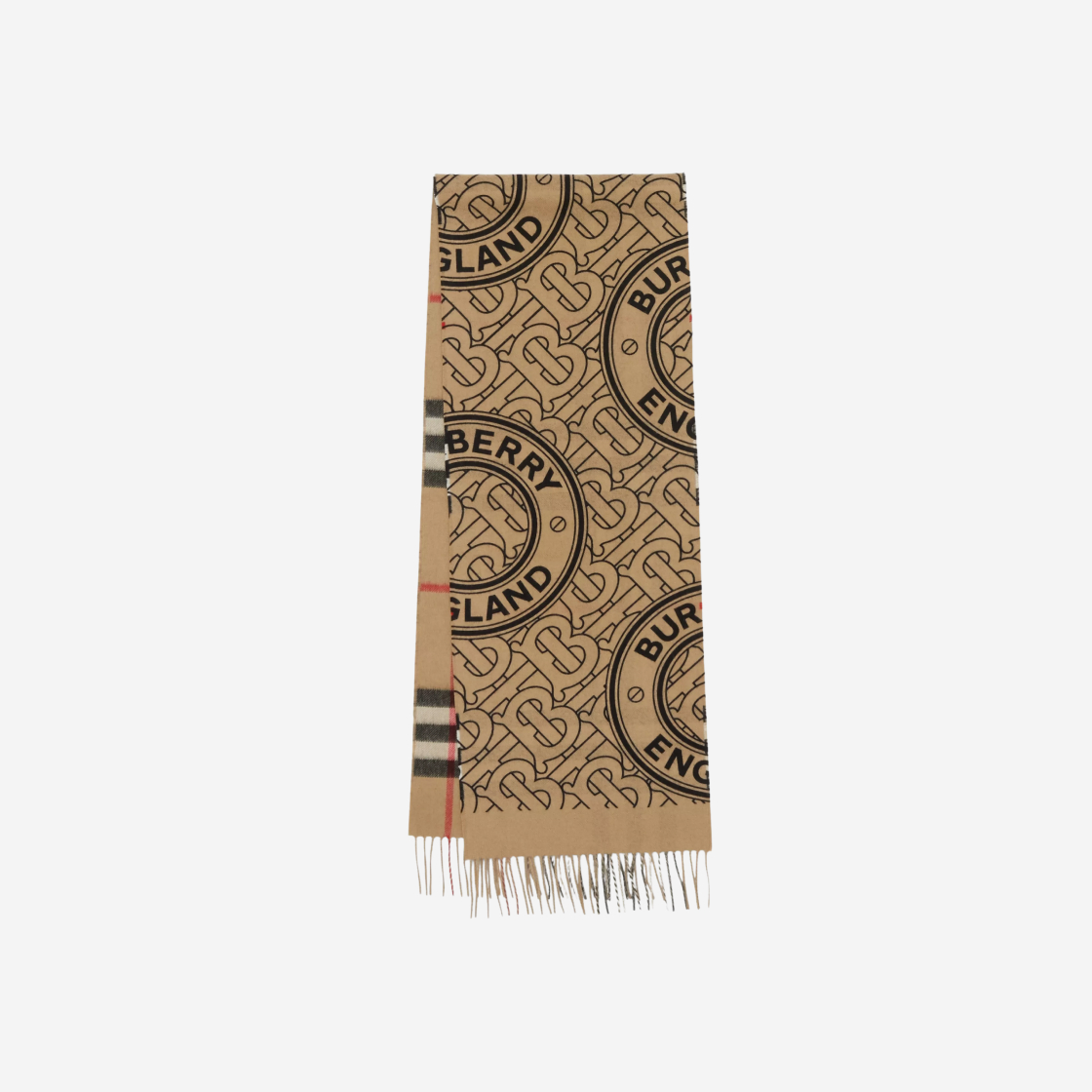 버버리 리버시블 체크 모노그램 캐시미어 스카프 아카이브 베이지 Burberry Kream