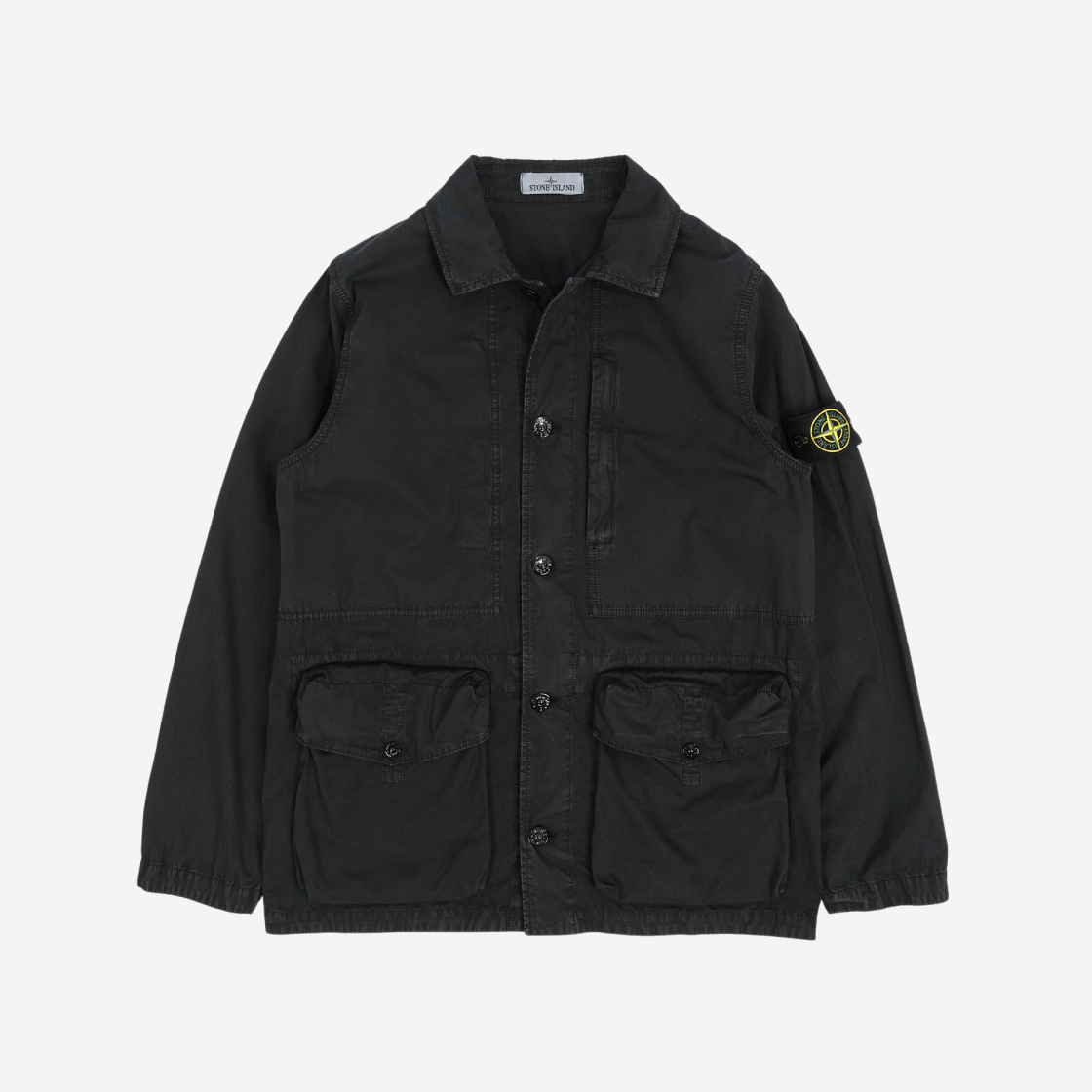 스톤 아일랜드 439WN 브러쉬드 코튼 캔버스 가먼트 다이드 올드 이펙트 자켓 블랙 - 22SS | Stone Island ...
