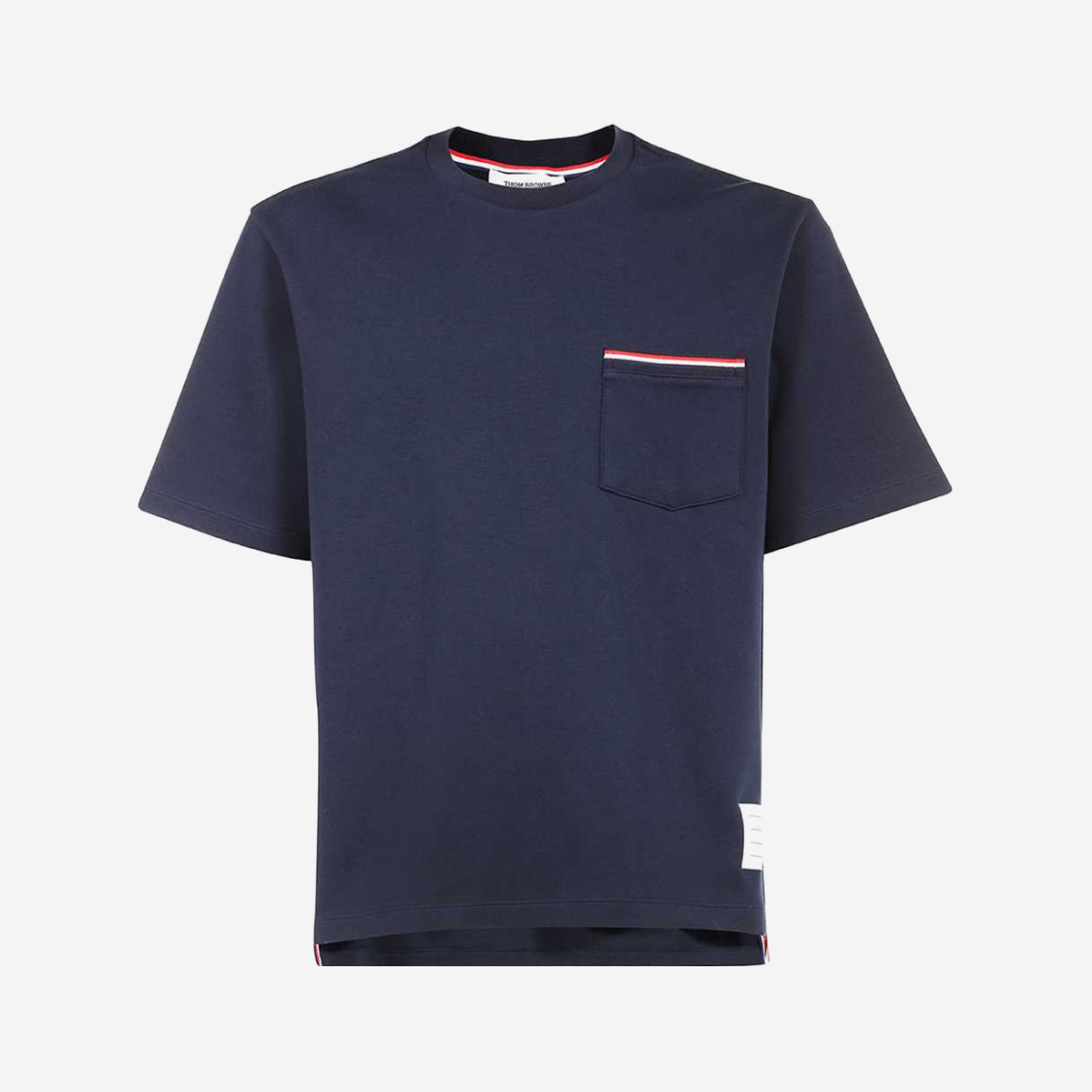 톰브라운 오버사이즈 숏슬리브 포켓 티셔츠 네이비 | Thom Browne | KREAM