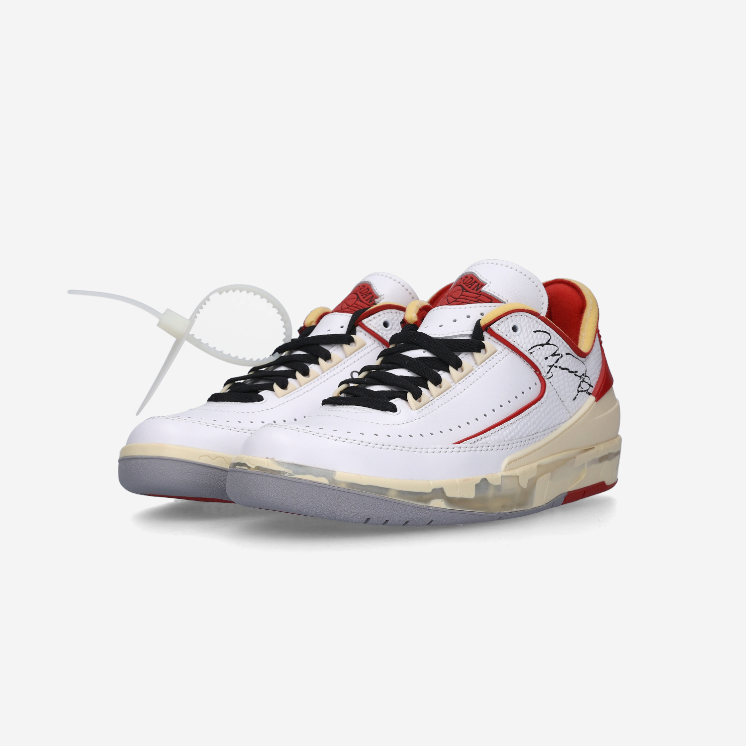 조던 2 x 오프화이트 레트로 로우 SP 화이트 앤 바시티 레드 | KREAM