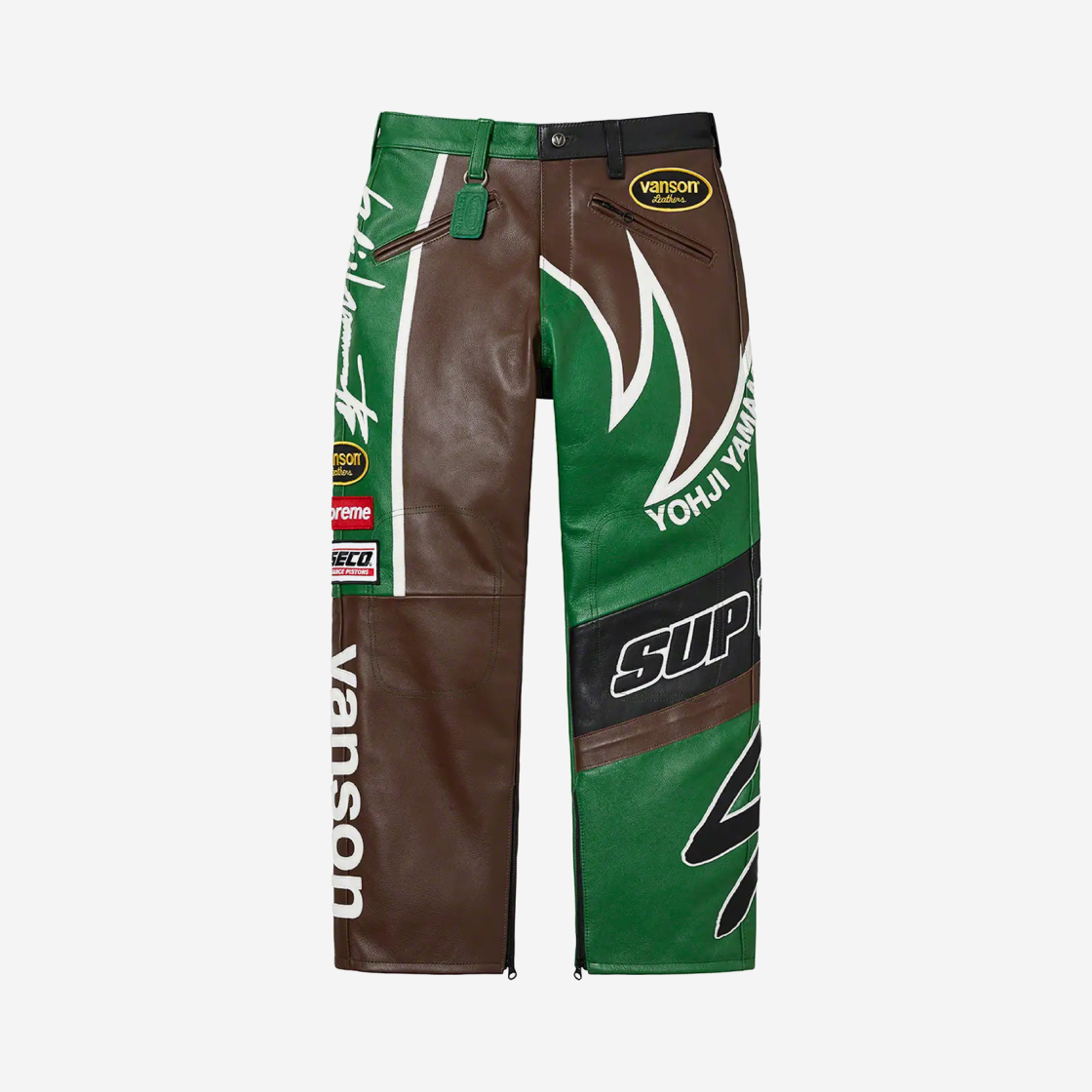 슈프림 x 요지 야마모토 x 밴슨 레더스 스플릿 팬츠 그린 - 22FW | Supreme | KREAM