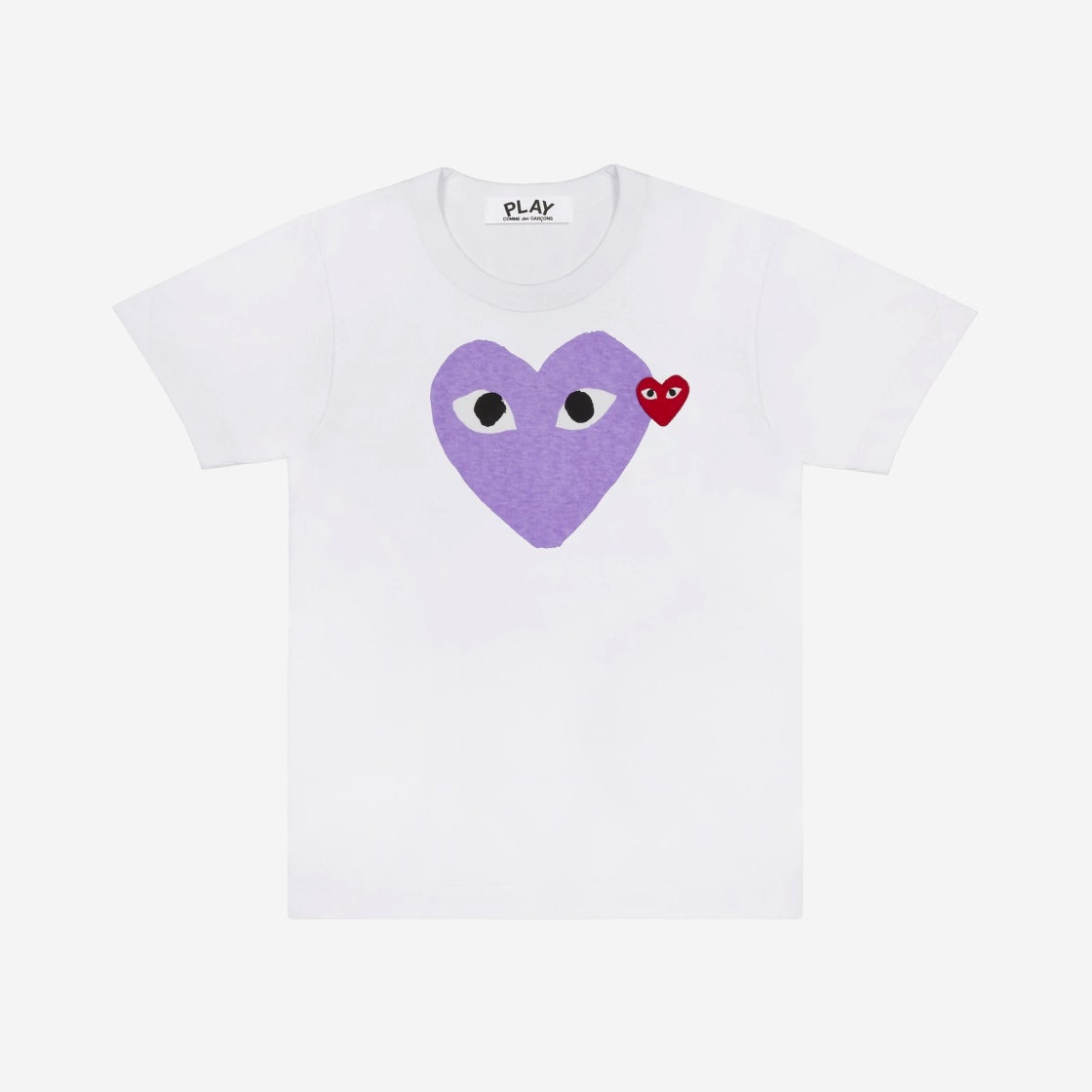 플레이 꼼데가르송 퍼플 하트 티셔츠 화이트 Play Comme Des Garcons Kream