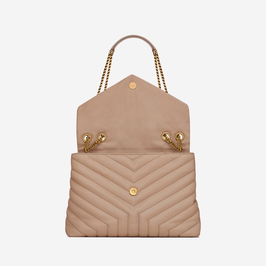 생로랑 마틀라세 Y 레더 브론즈 모노그램 루루 미디움백 다크 베이지 | Saint Laurent | KREAM