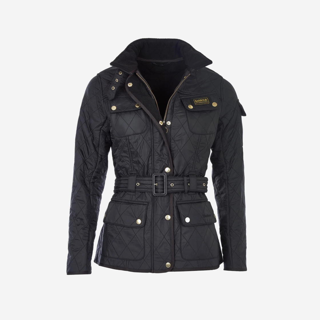 (W) 바버 인터네셔널 폴라퀼트 자켓 블랙 | Barbour | KREAM