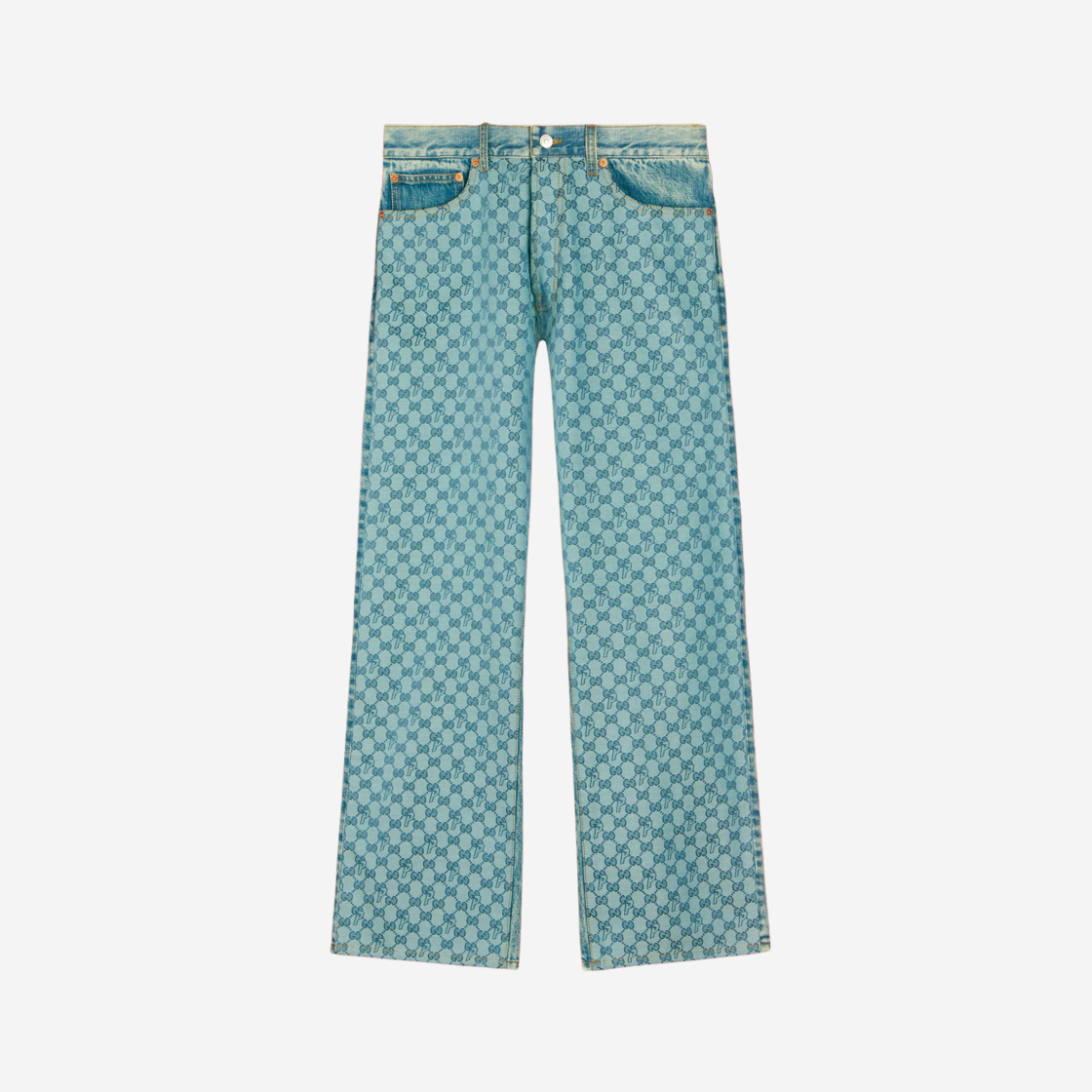 팔라스 x 구찌 GG-P 패턴 배기 진 라이트 블루 데님 - 22FW | Palace | KREAM