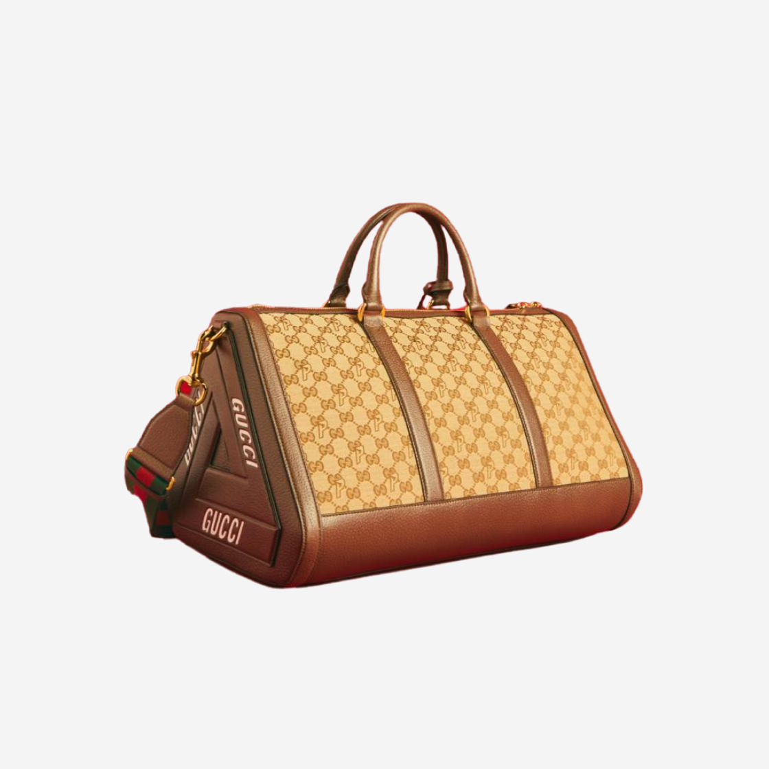 팔라스 x 구찌 엠보스 트라이퍼그 캔버스 GG-P 더플백 베이지 에보니 - 22FW | Palace | KREAM