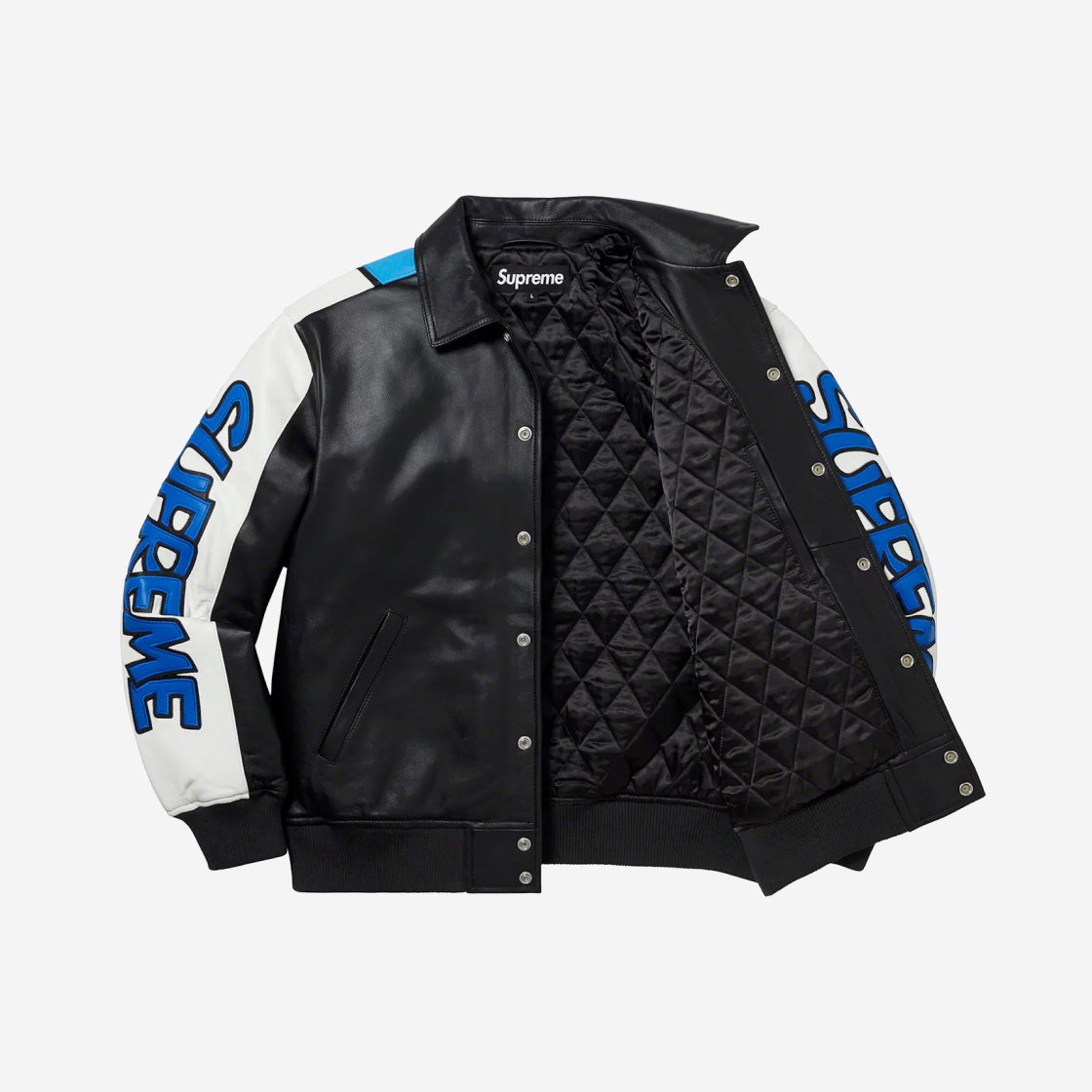 슈프림 스머프 레더 바시티 자켓 블랙 - 20FW | Supreme | KREAM