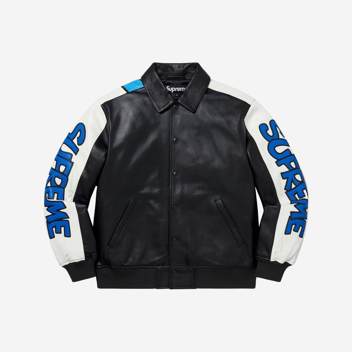 슈프림 스머프 레더 바시티 자켓 블랙 - 20FW | Supreme | KREAM