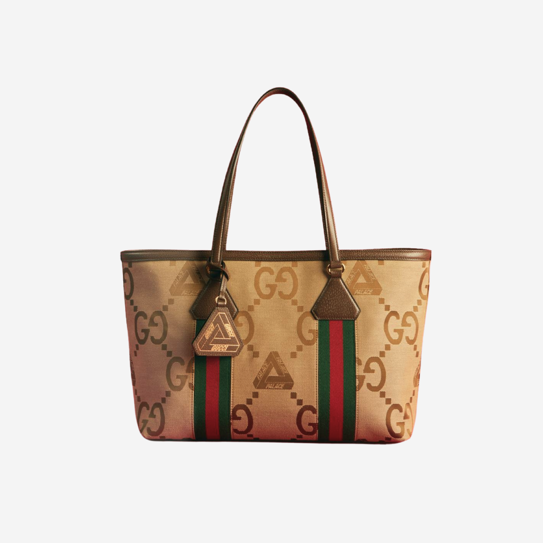 팔라스 x 구찌 웹 디테일 GG 점보 캔버스 토트백 베이지 - 22FW | Palace | KREAM