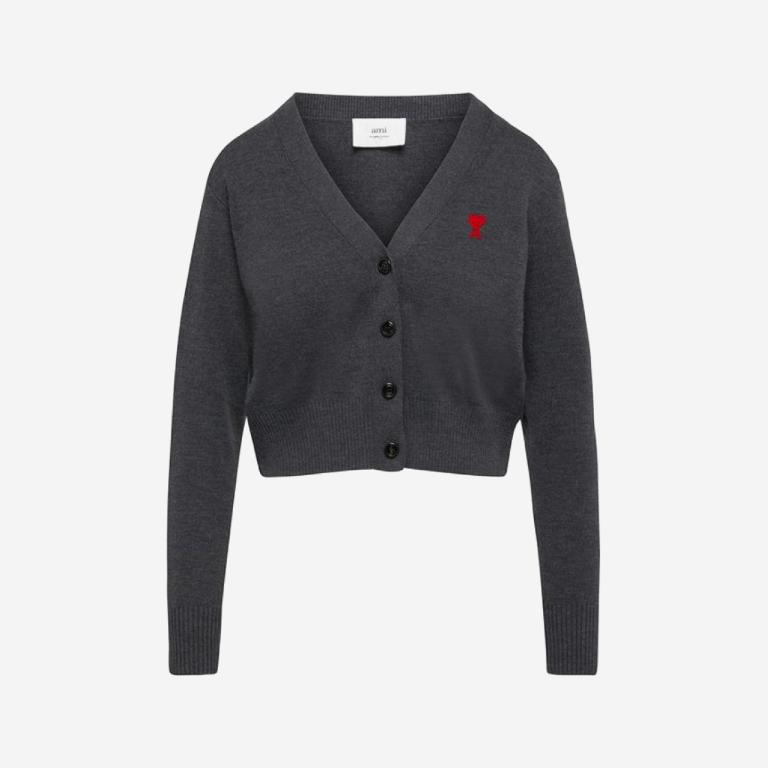(W) 아미 스몰 하트 로고 울 가디건 헤더 그레이 | AMI | KREAM