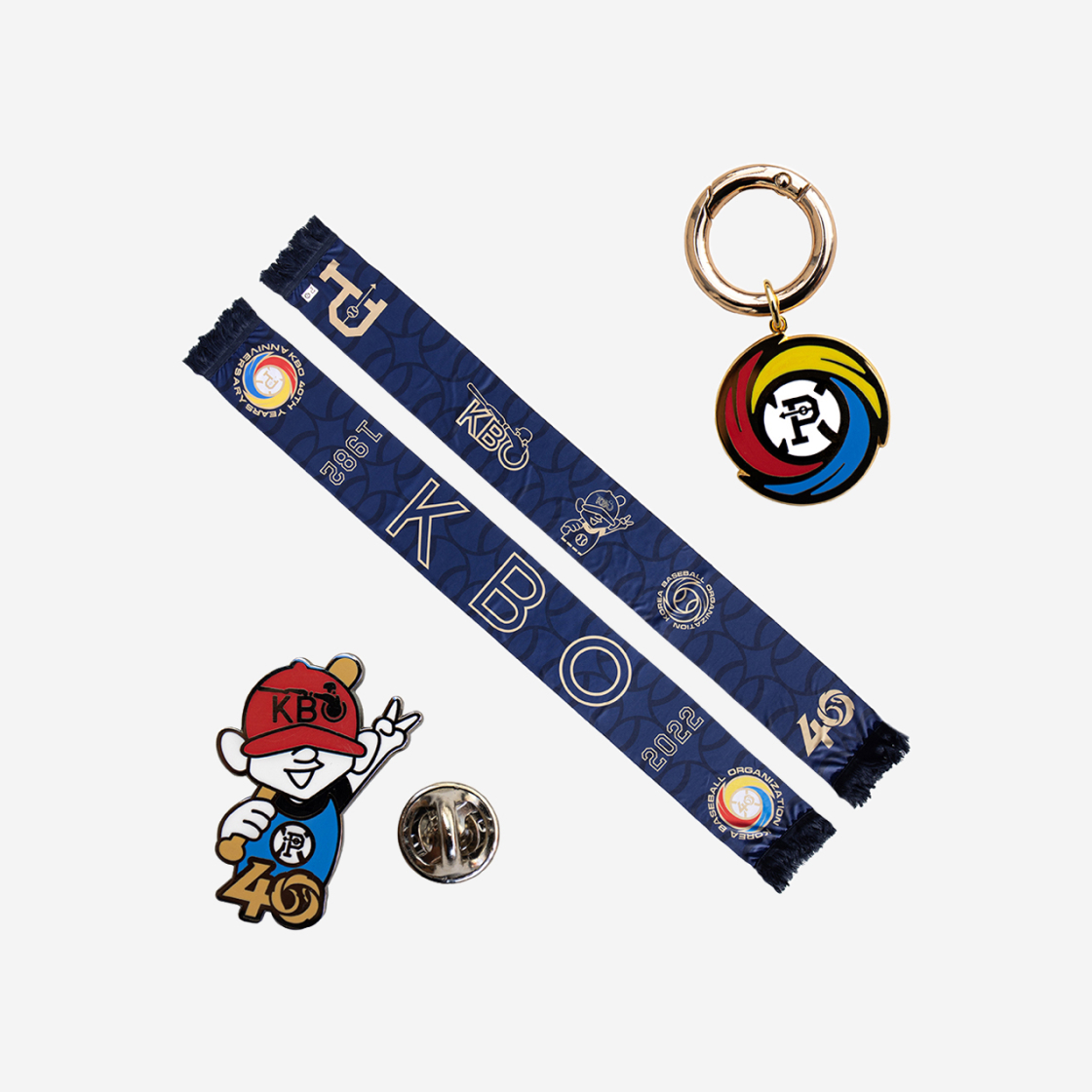 오버더피치 x KBO 40주년 머플러 키링 핀 배지 세트 | Over The Pitch | KREAM