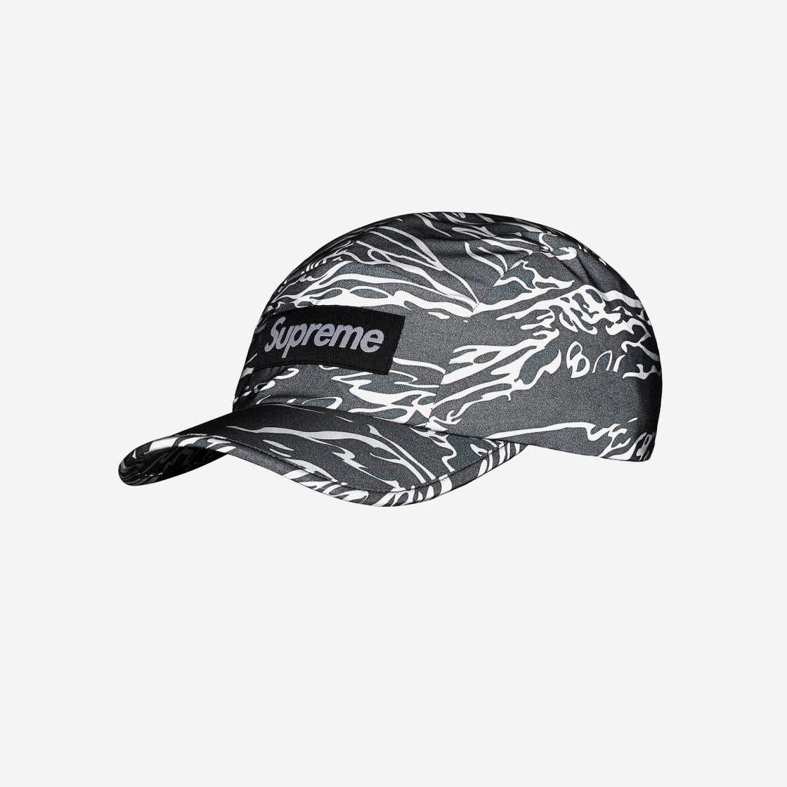 슈프림 타이거 카모 리플렉티브 캠프캡 블랙 - 22FW | Supreme | KREAM