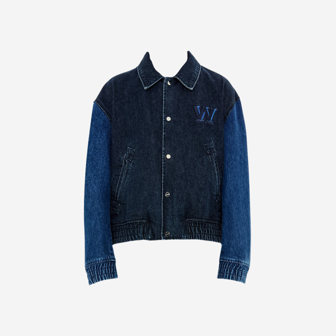 우영미 데님 바시티 자켓 네이비 | Wooyoungmi | KREAM