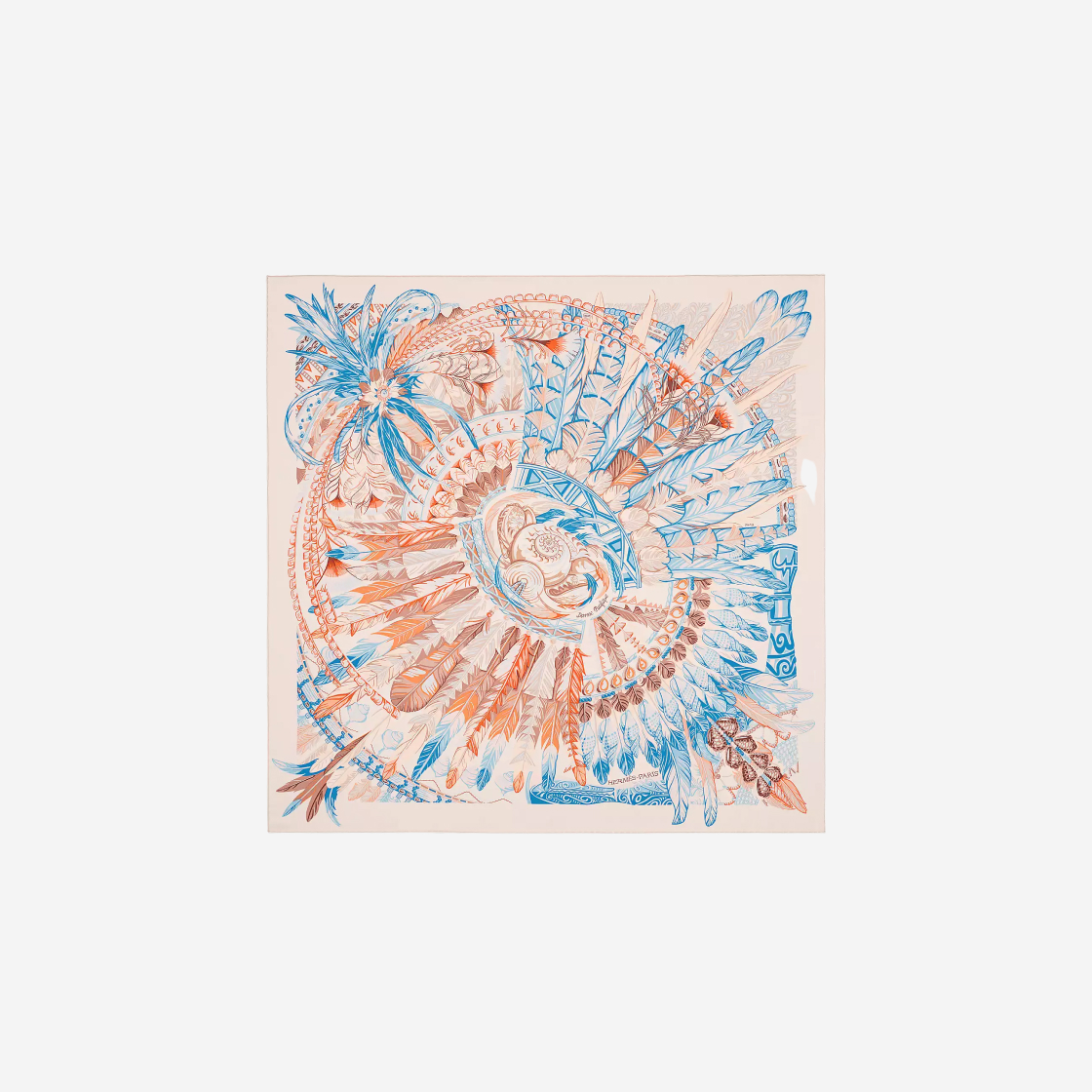 (W) 에르메스 단스 패시픽 스카프 90 로즈 떼 블루 아브리꼬 | Hermes | KREAM