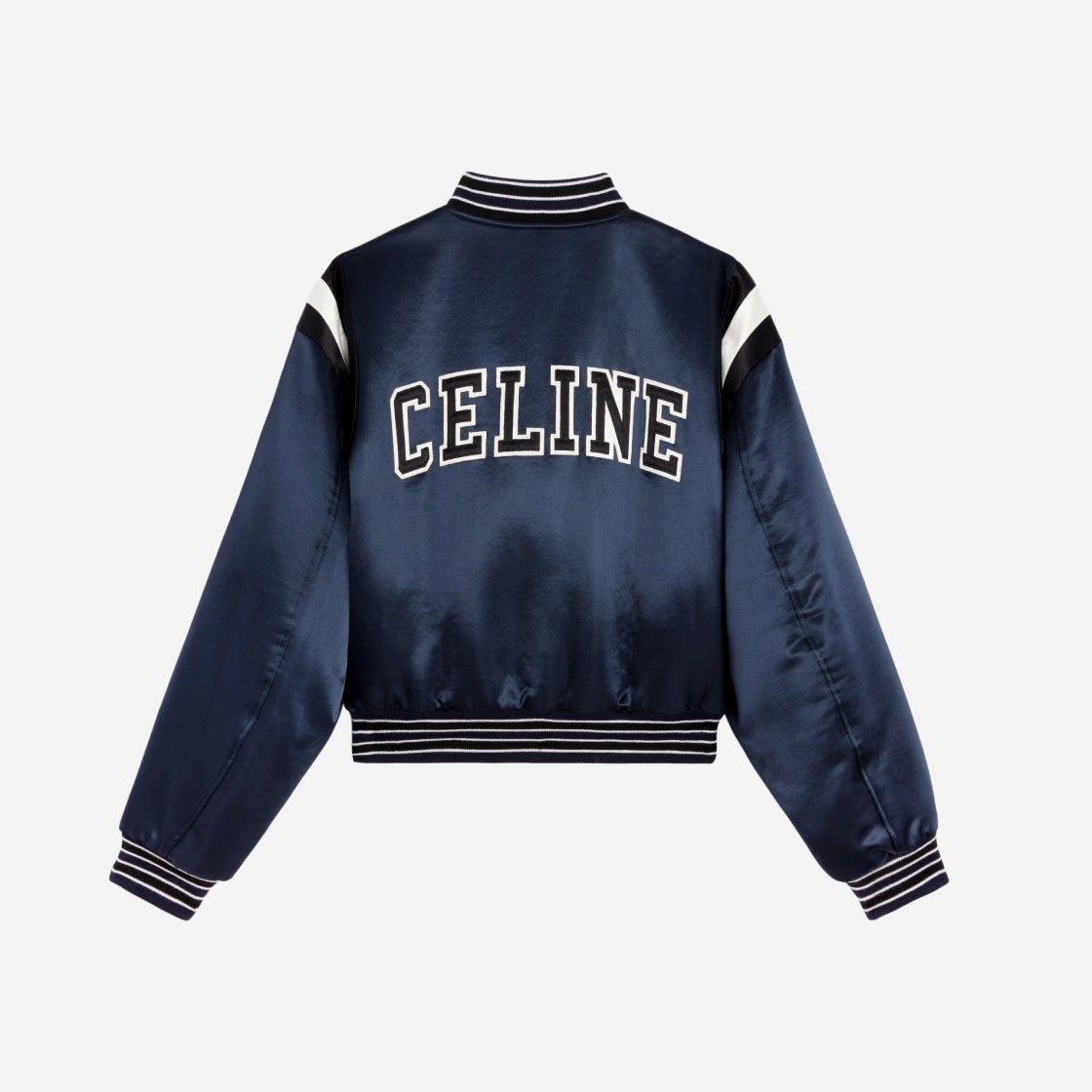 (W) 셀린느 식 사틴 크롭 봄버 자켓 네이비 | Celine | KREAM