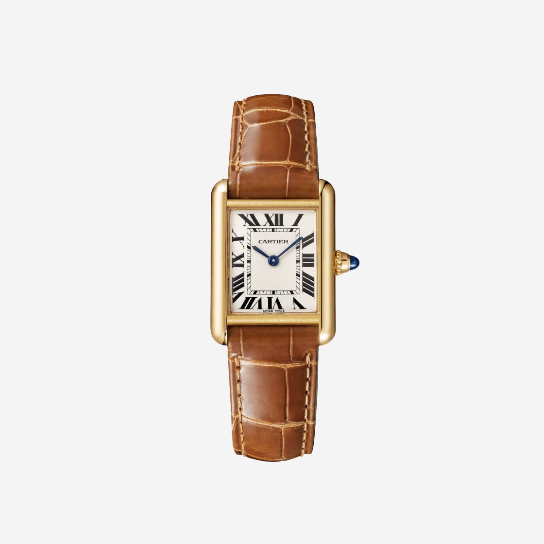 까르띠에 탱크 루이 워치 스몰 쿼츠 옐로우 골드 샤이니 앨리게이터 스킨 브라운 | Cartier | KREAM