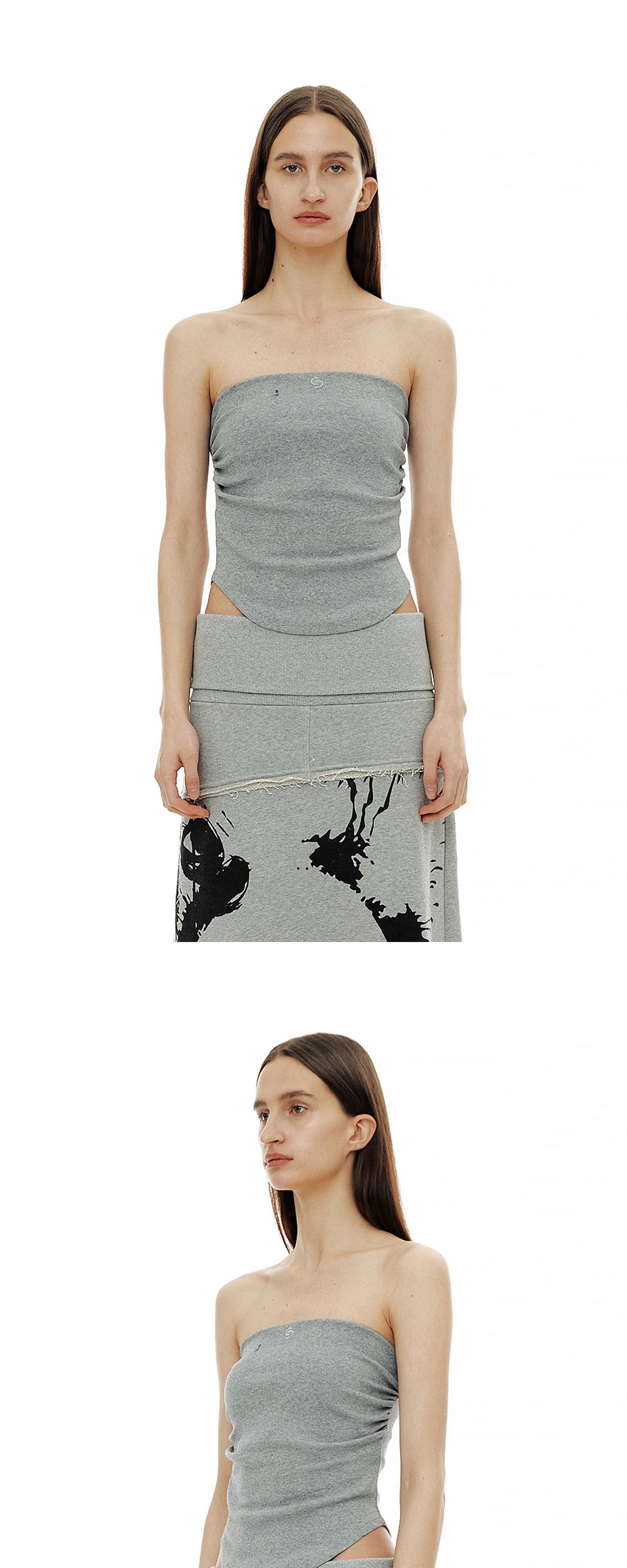 세릭 우먼 심플 로고 튜브 탑 그레이 | CERRIC | KREAM