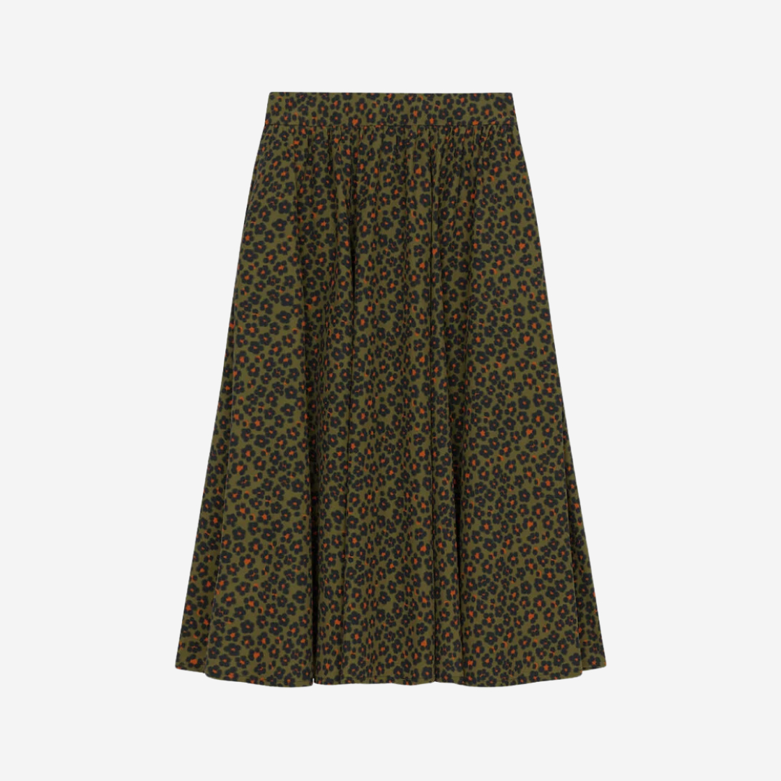(W) 겐조 하나 레오파드 미디 스커트 카키 | Kenzo | KREAM