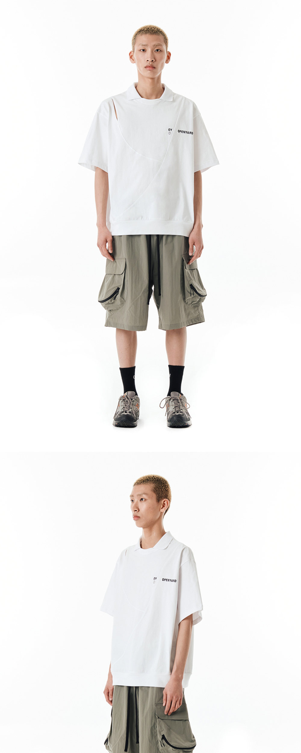 오와이 컷 아웃 로고 카라 티 화이트 | OY | KREAM