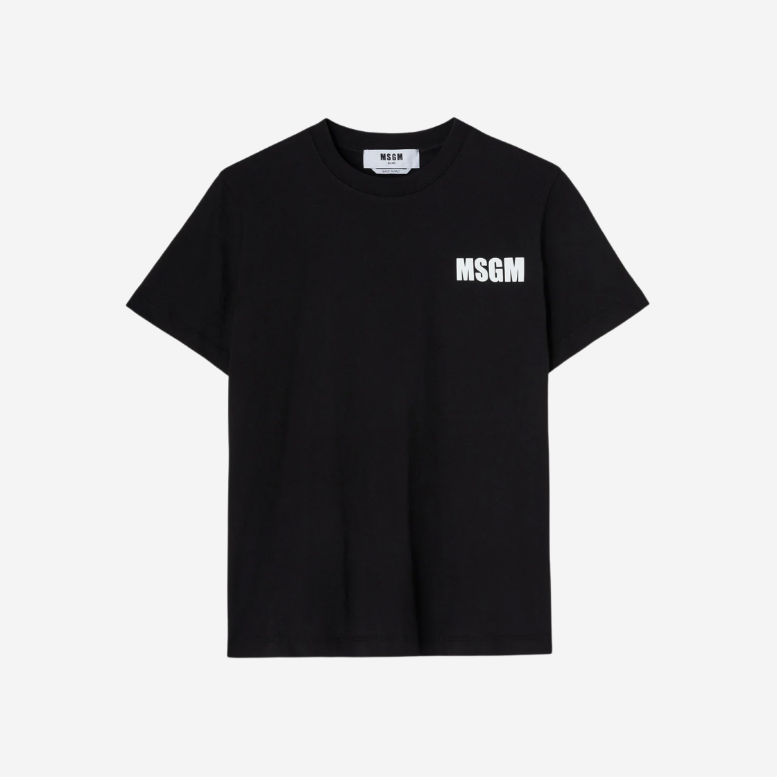 (W) 엠에스지엠 로고 쿼트 코튼 크루넥 티셔츠 블랙 | MSGM | KREAM