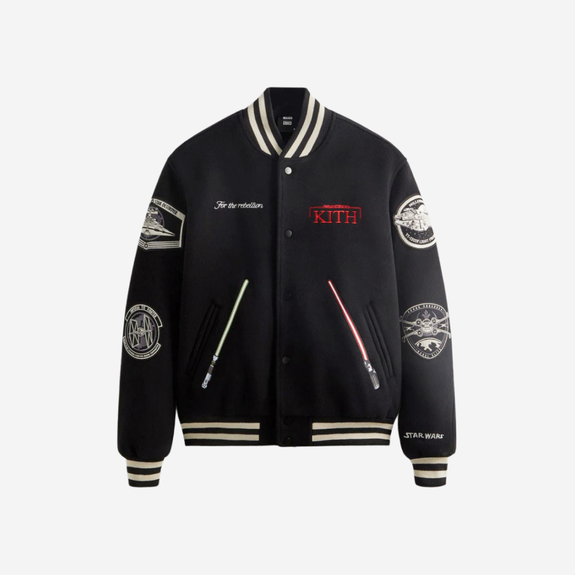 키스 X 스타워즈 제다이 바시티 자켓 블랙 Kith Kream