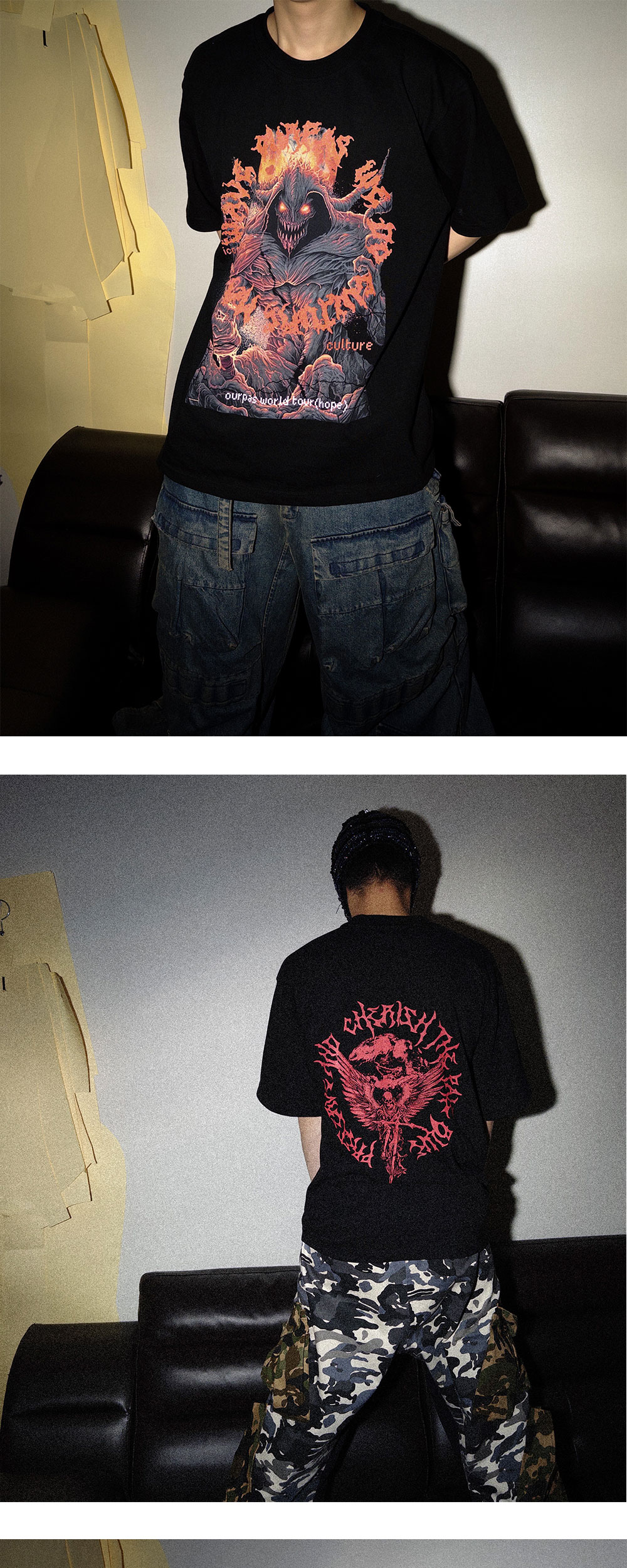 [KREAM 단독] 아워파스 056 메멘토 모리 그래픽 티셔츠 블랙 | Ourpas | KREAM