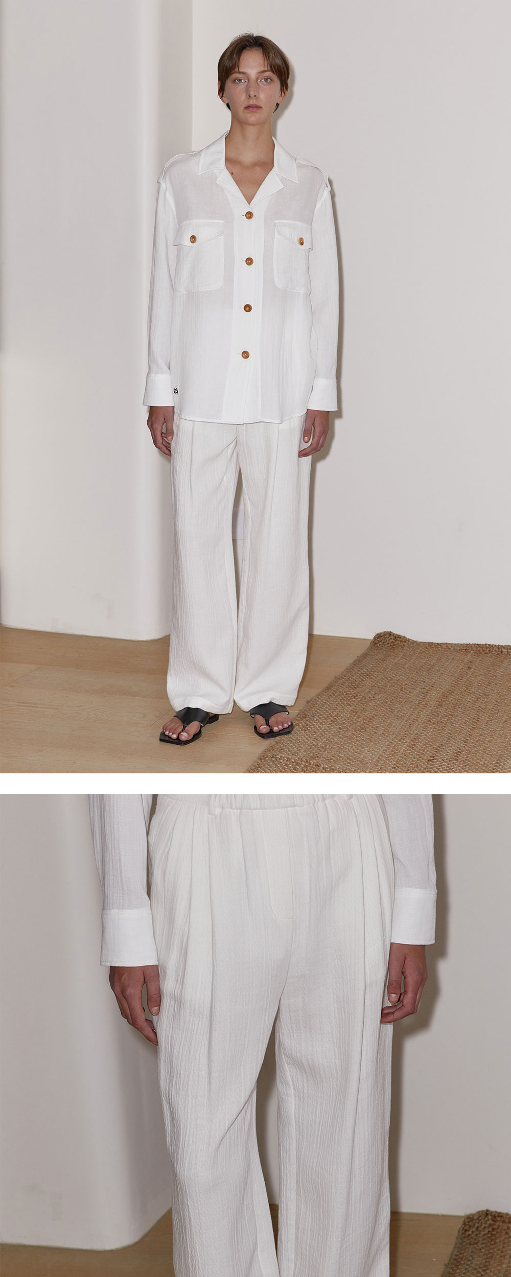 엔오르 우먼 프론트 밴딩 스트레이트 팬츠 화이트 | ENOR | KREAM