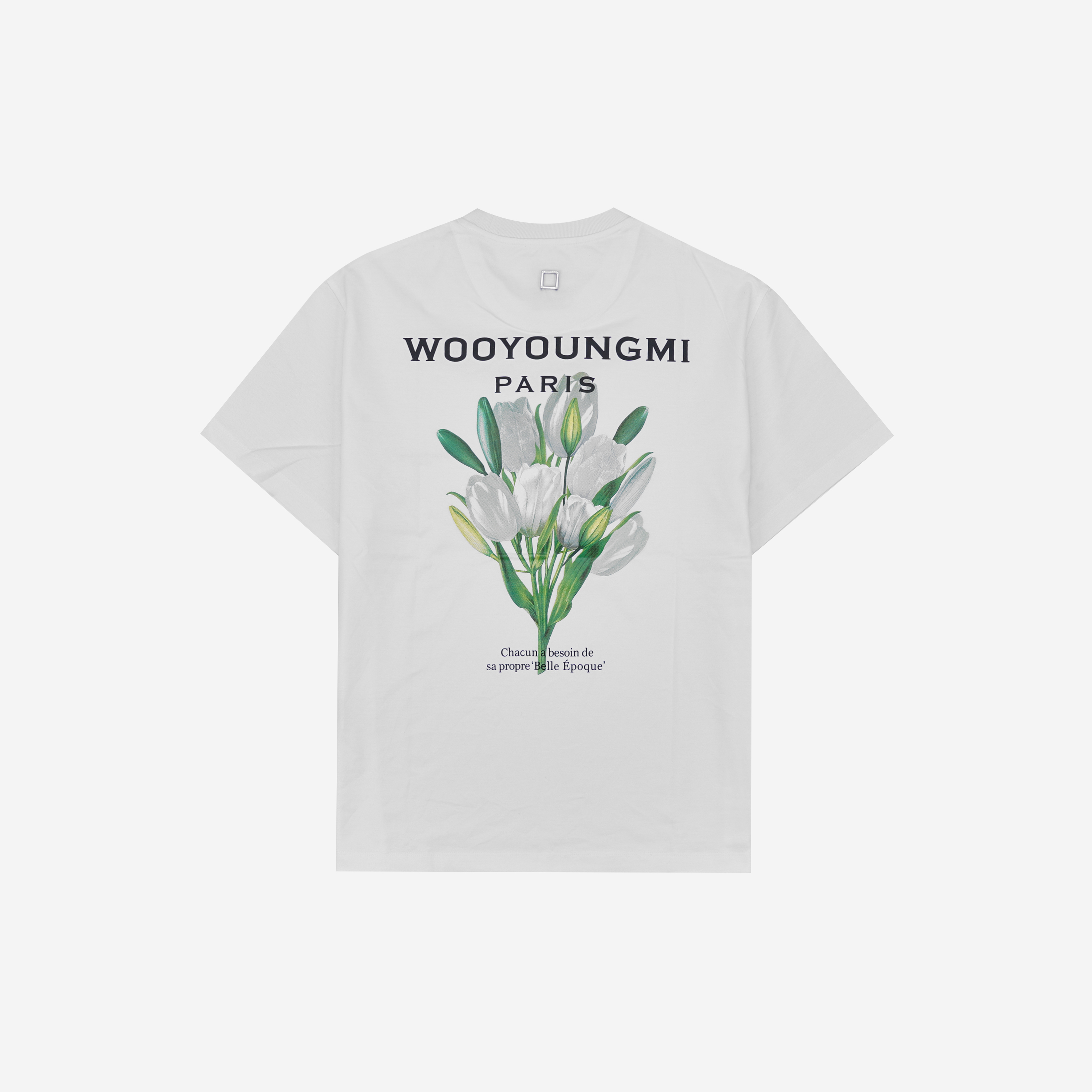 우영미 플라워 프린트 백로고 티셔츠 화이트 - 22SS | KREAM