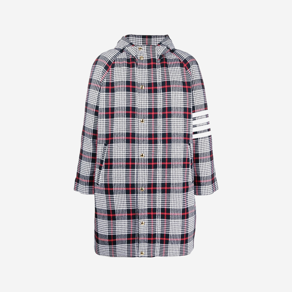 톰브라운 썸머 트위드 후드 풋볼 사이드라인 파카 트라이컬러 Thom Browne Kream
