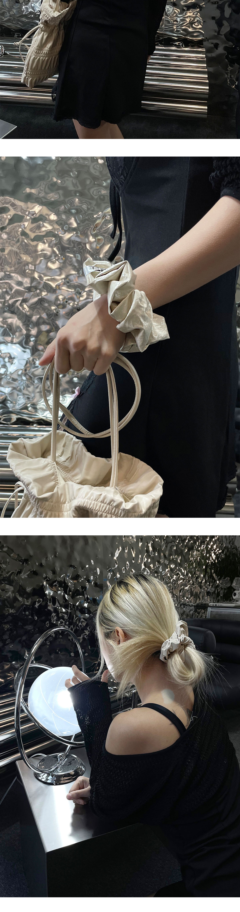 센티멍 넘버 289 에나멜 램스킨 헤어 스크런치 아이보리 | SENTIMENTS | KREAM