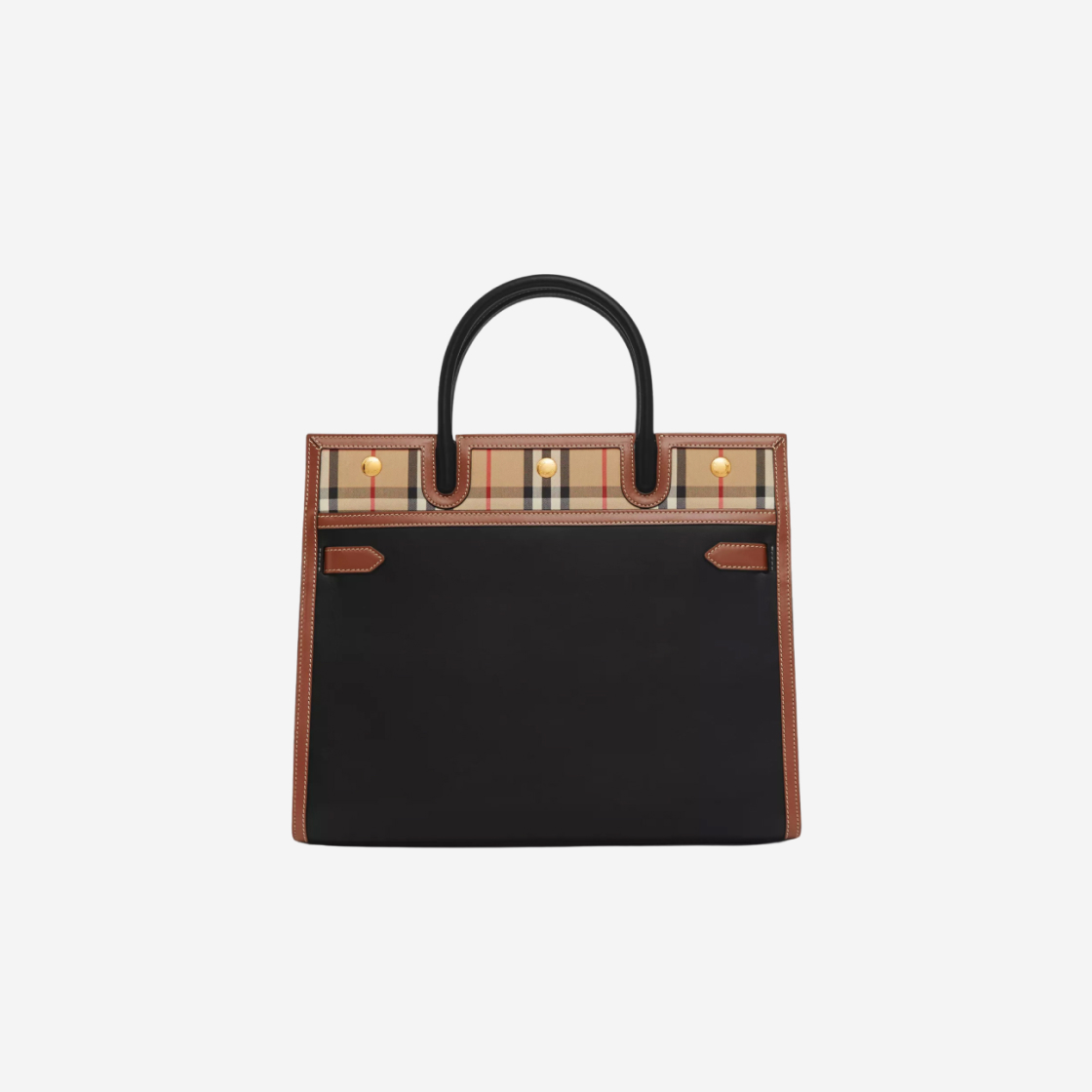 버버리 레더 빈티지 체크 스몰 투핸들 타이틀백 블랙 Burberry Kream
