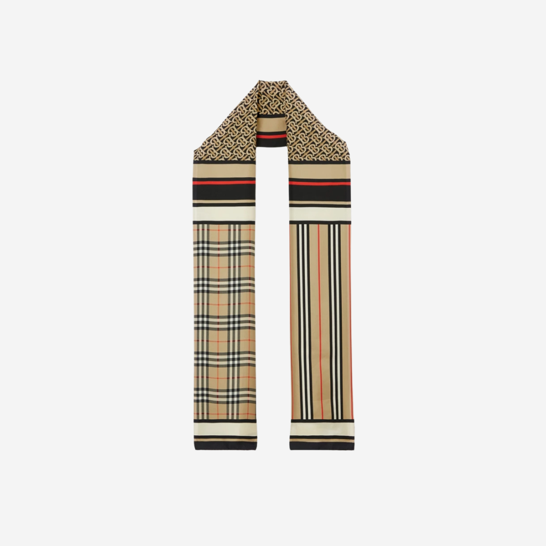 (W) 버버리 몽타주 프린트 실크 스카프 아카이브 베이지 | Burberry | KREAM
