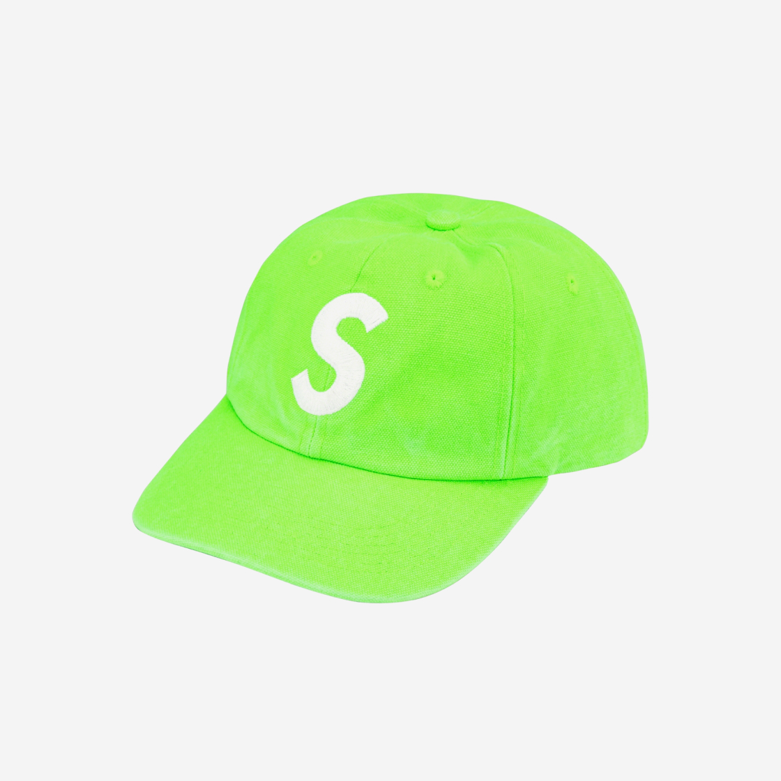 슈프림 피그먼트 캔버스 S 로고 6-패널 캡 라임 - 23SS | Supreme | KREAM