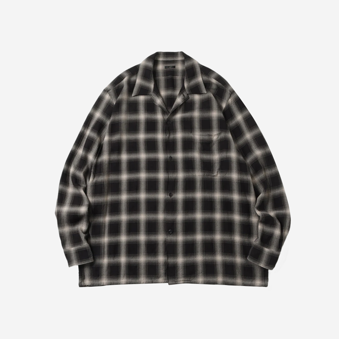 코모리 레이온 오픈 칼라 셔츠 체크 - 23SS | Comoli | KREAM