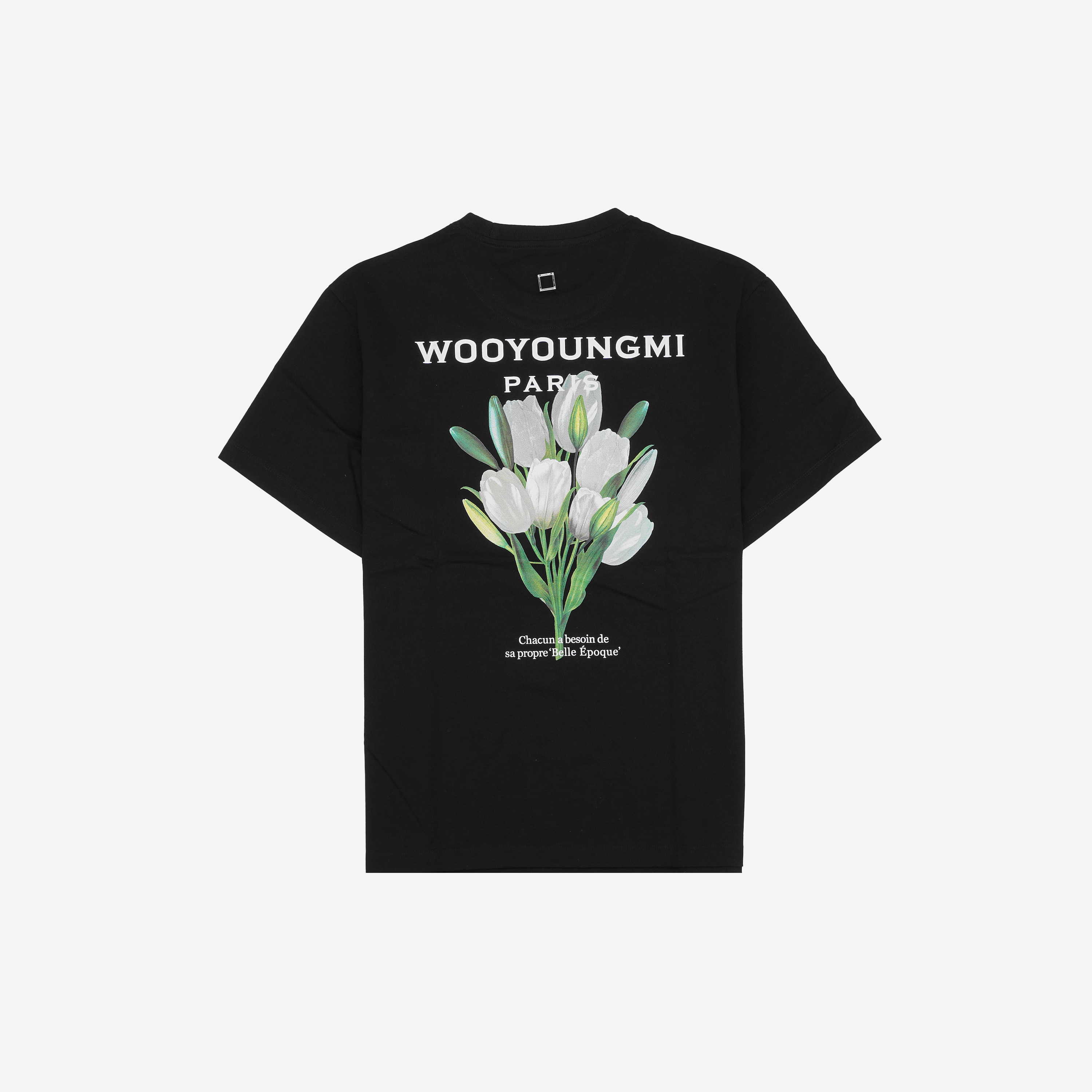 우영미 플라워 프린트 백로고 티셔츠 블랙 - 22SS | KREAM