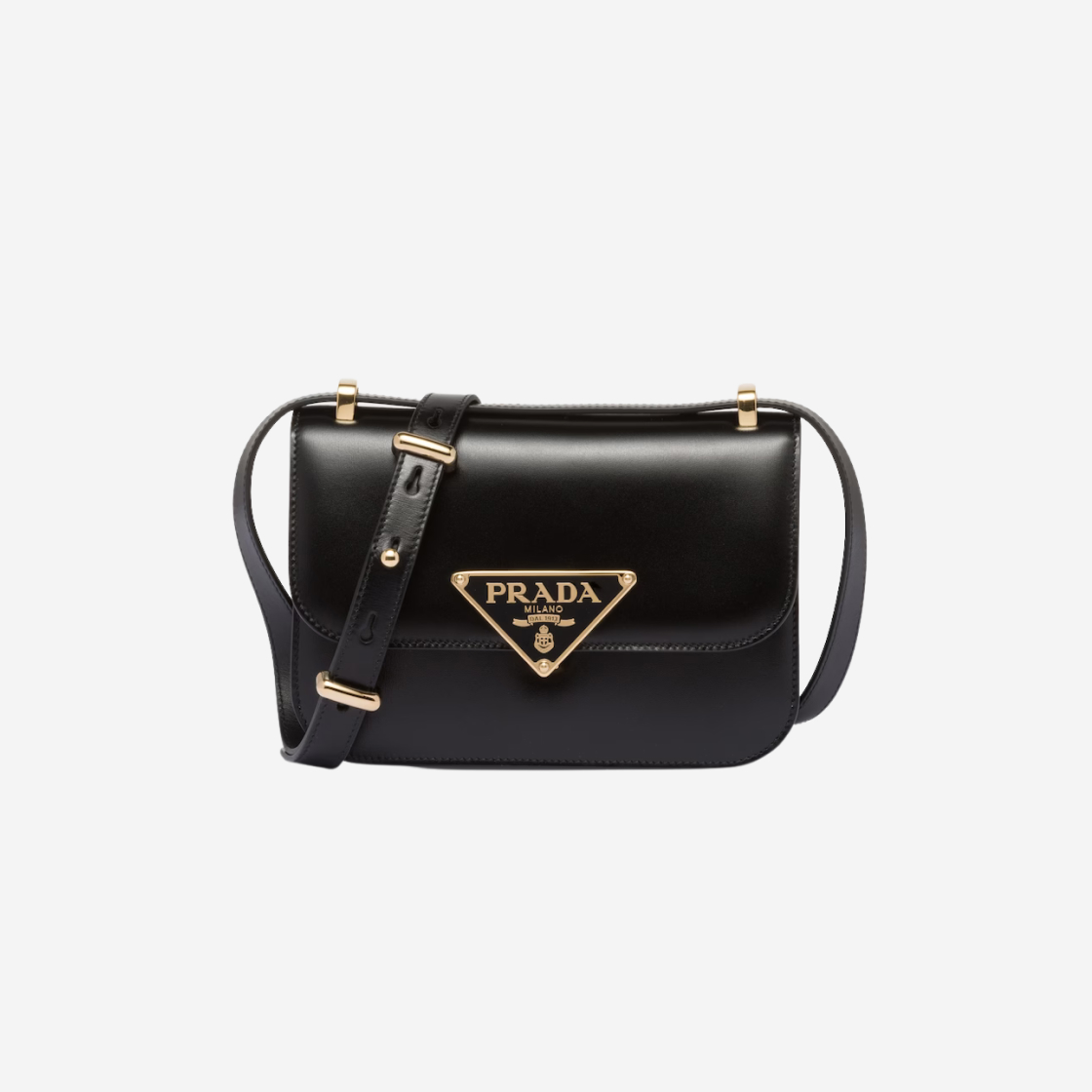 프라다 엠블럼 레더 백 블랙 | Prada | KREAM