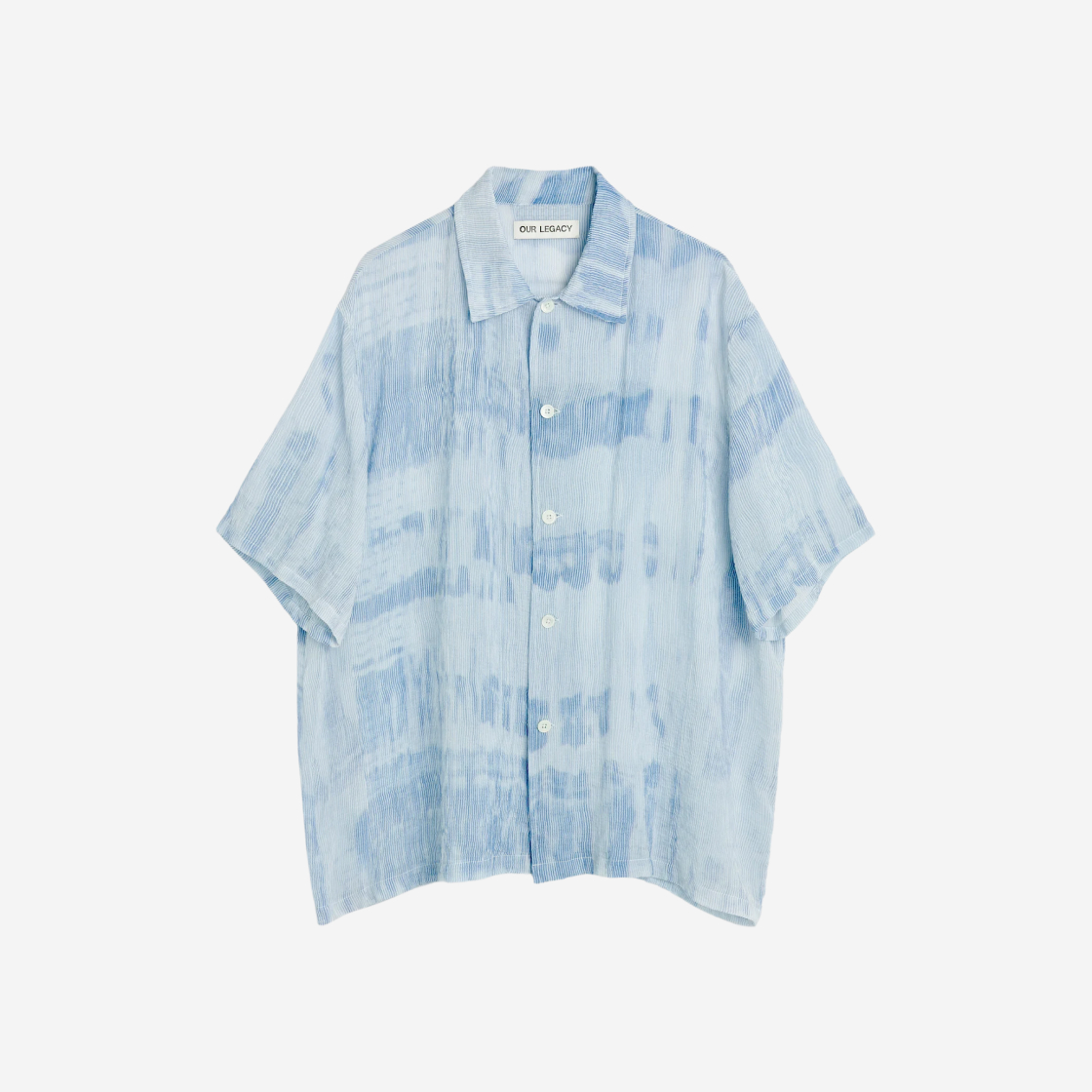아워레가시 박스 셔츠 숏슬리브 블루 브러쉬 스트로크 프린트 | Our Legacy | KREAM