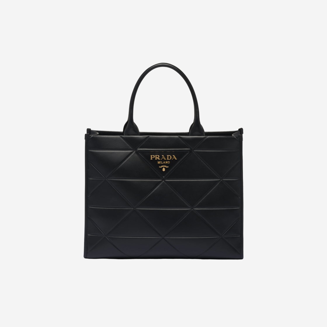 프라다 탑스티칭 라지 레더 프라다 심볼 백 블랙 | Prada | KREAM