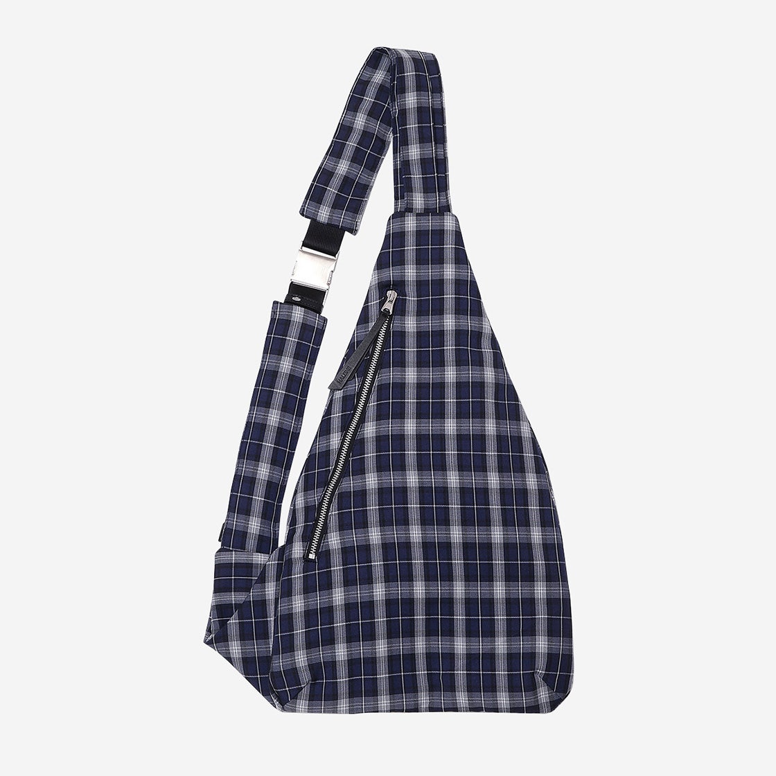 알렌느 메탈 버클 레이어드 스트랩 슬링 백 블루 체크 | Haleine | KREAM