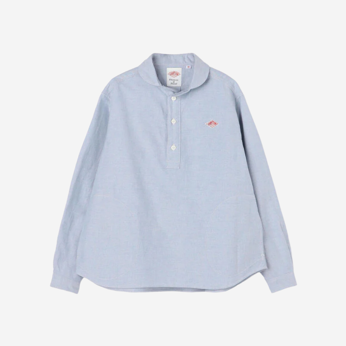 (W) 단톤 플레인 옥스포드 라운드 칼라 풀오버 셔츠 블루 | Danton | KREAM